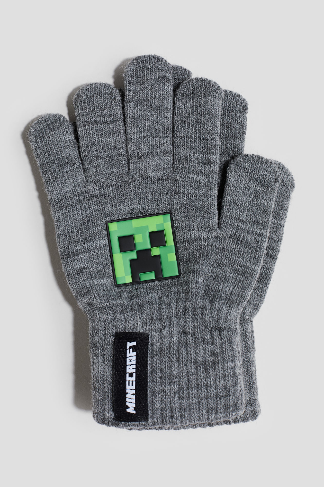 Grey marl/Minecraft Appliquéd gloves for kids | H&M IE