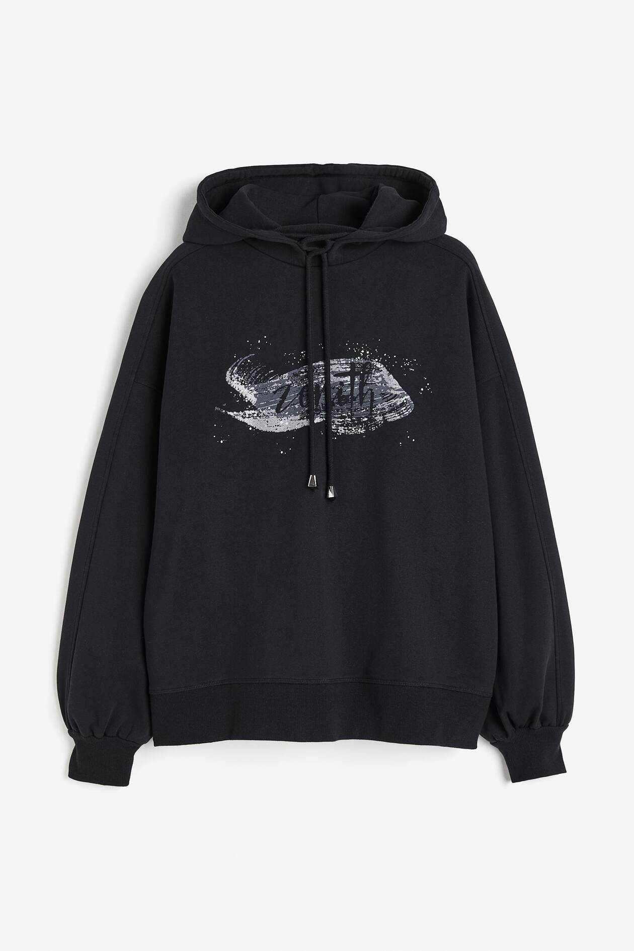 오버사이즈 코튼 후드티 - 블랙/Zenith - 여성 | H&M KR