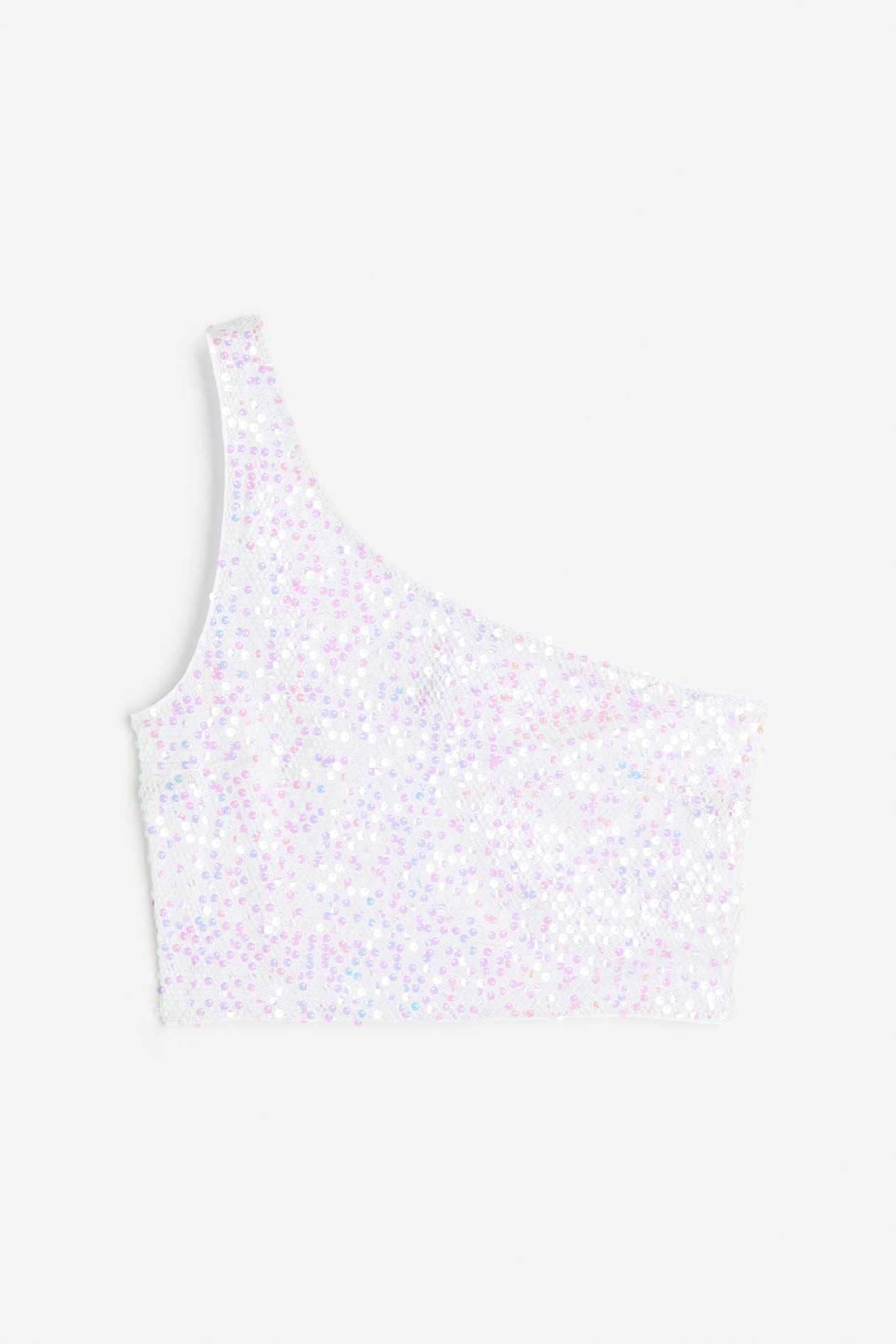 Sequined One-shoulder Net Top - White - Ladies | H&M US
