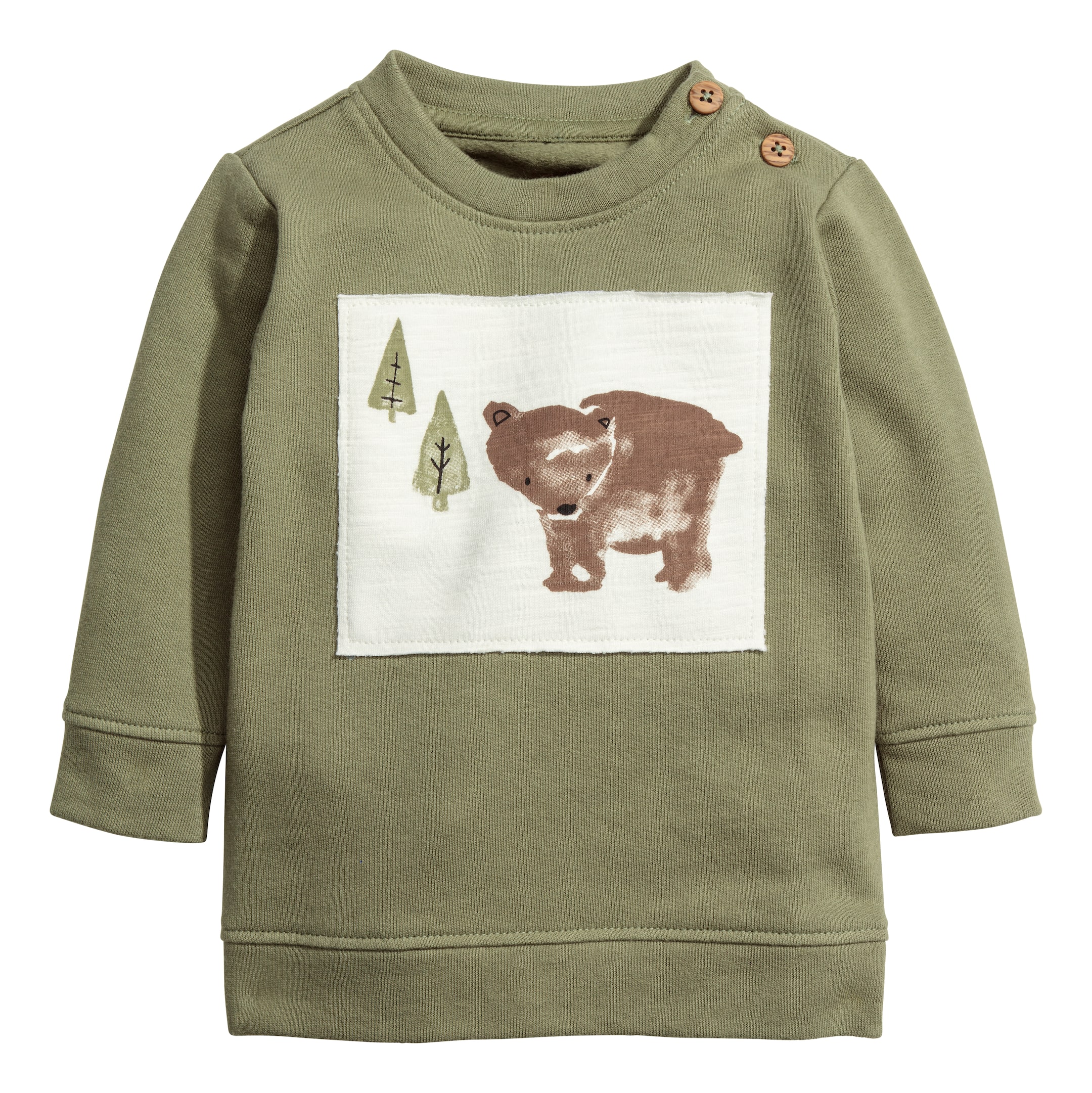 Sweatshirt - Khaki green/Bear - Kids | H&M GB