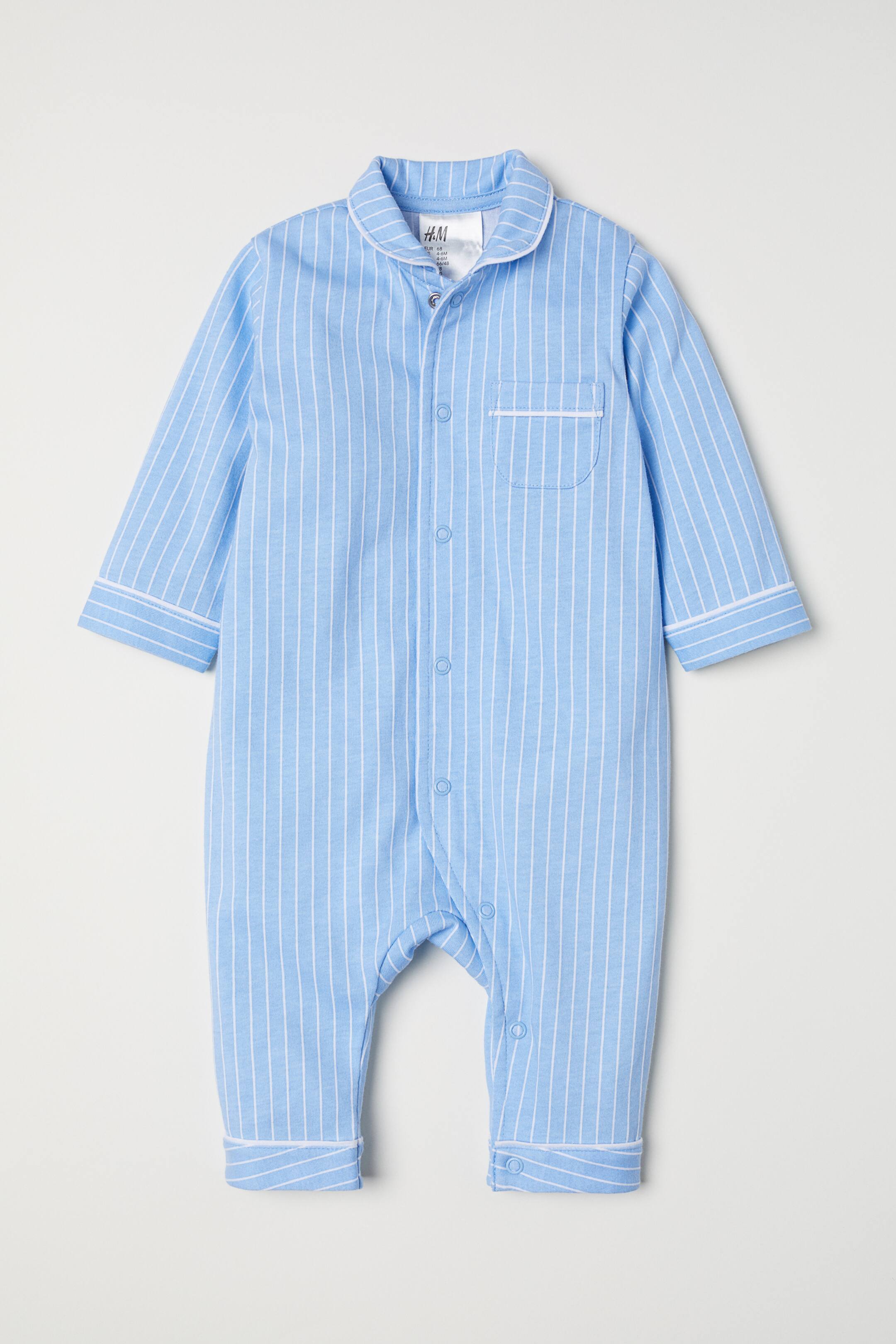 All-in-one pyjamas - Long sleeve - Light blue/White striped - Kids | H&M GB