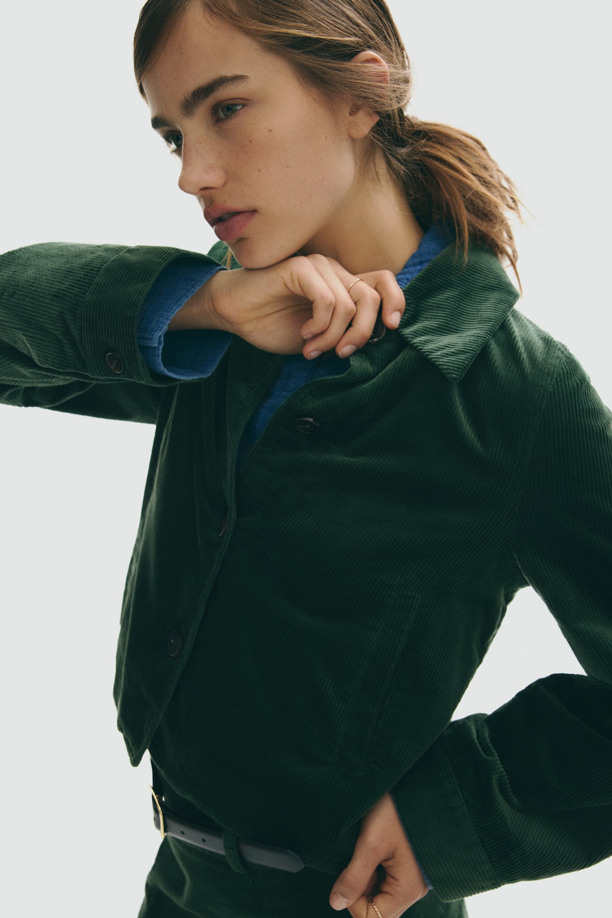 Jas van katoenen ribfluweel - Donkergroen - DAMES | H&M BE