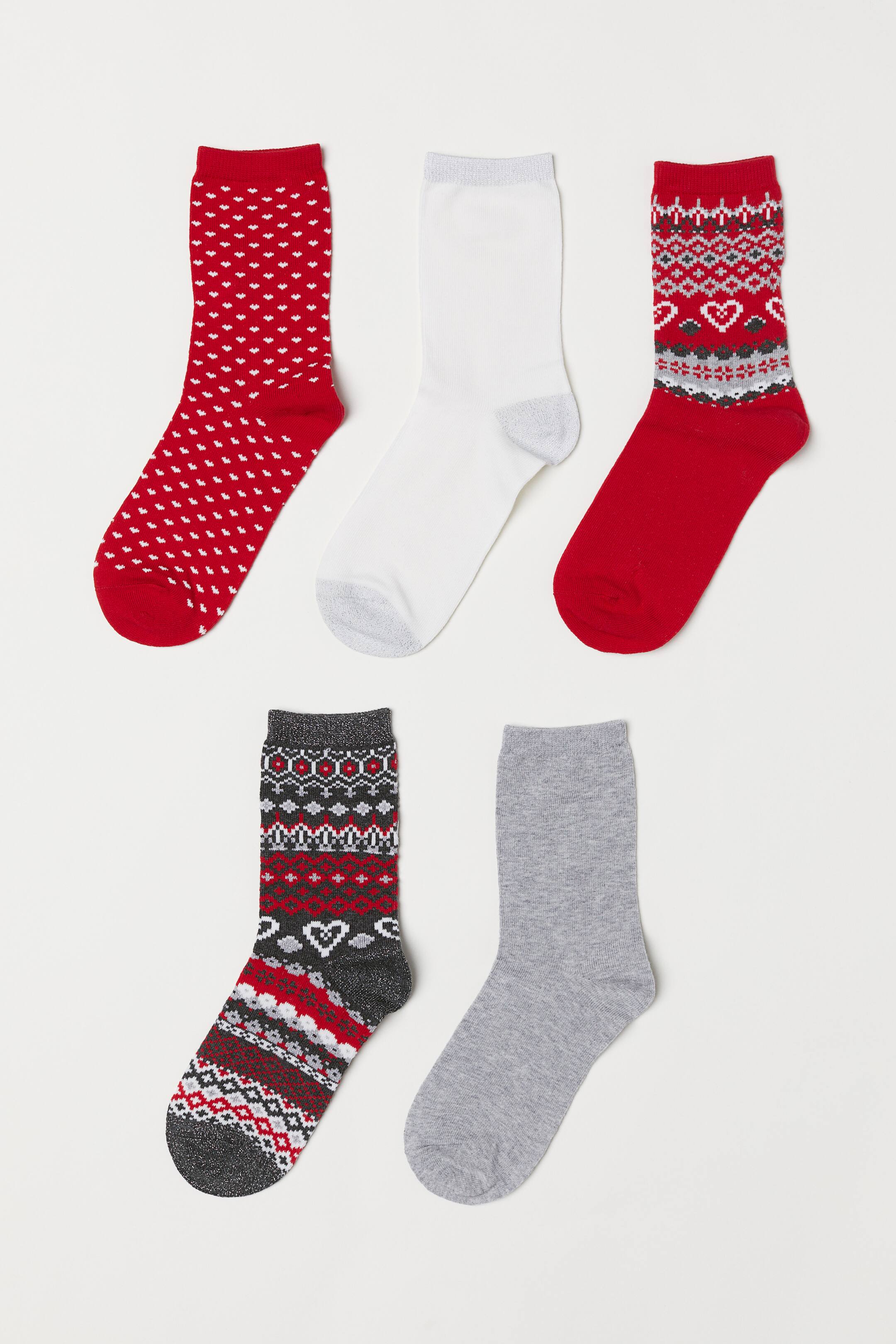 5-pack socks - Red/Patterned - Ladies | H&M RS