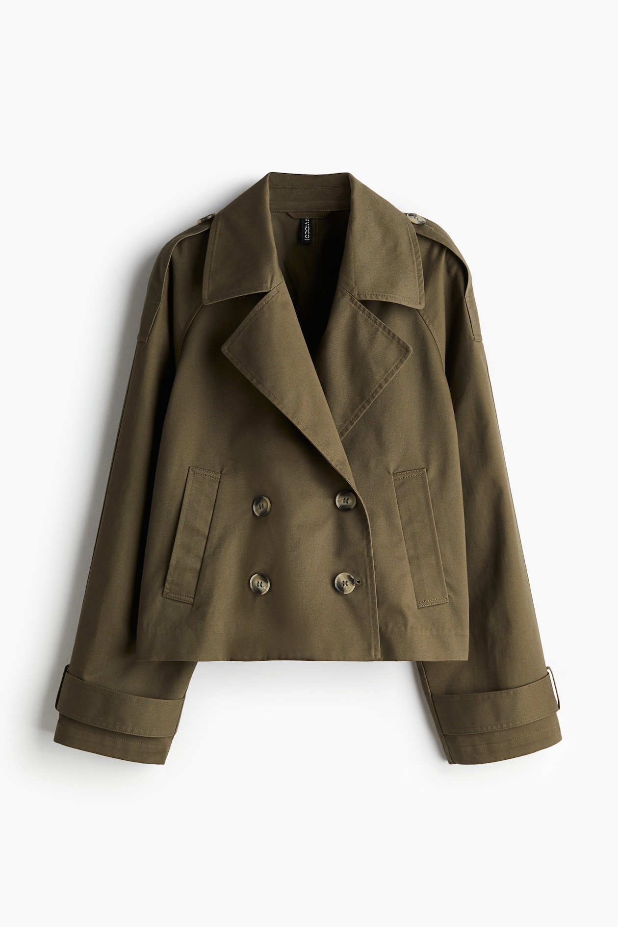 Women's Dark khaki green Short trench coat | H&M IN