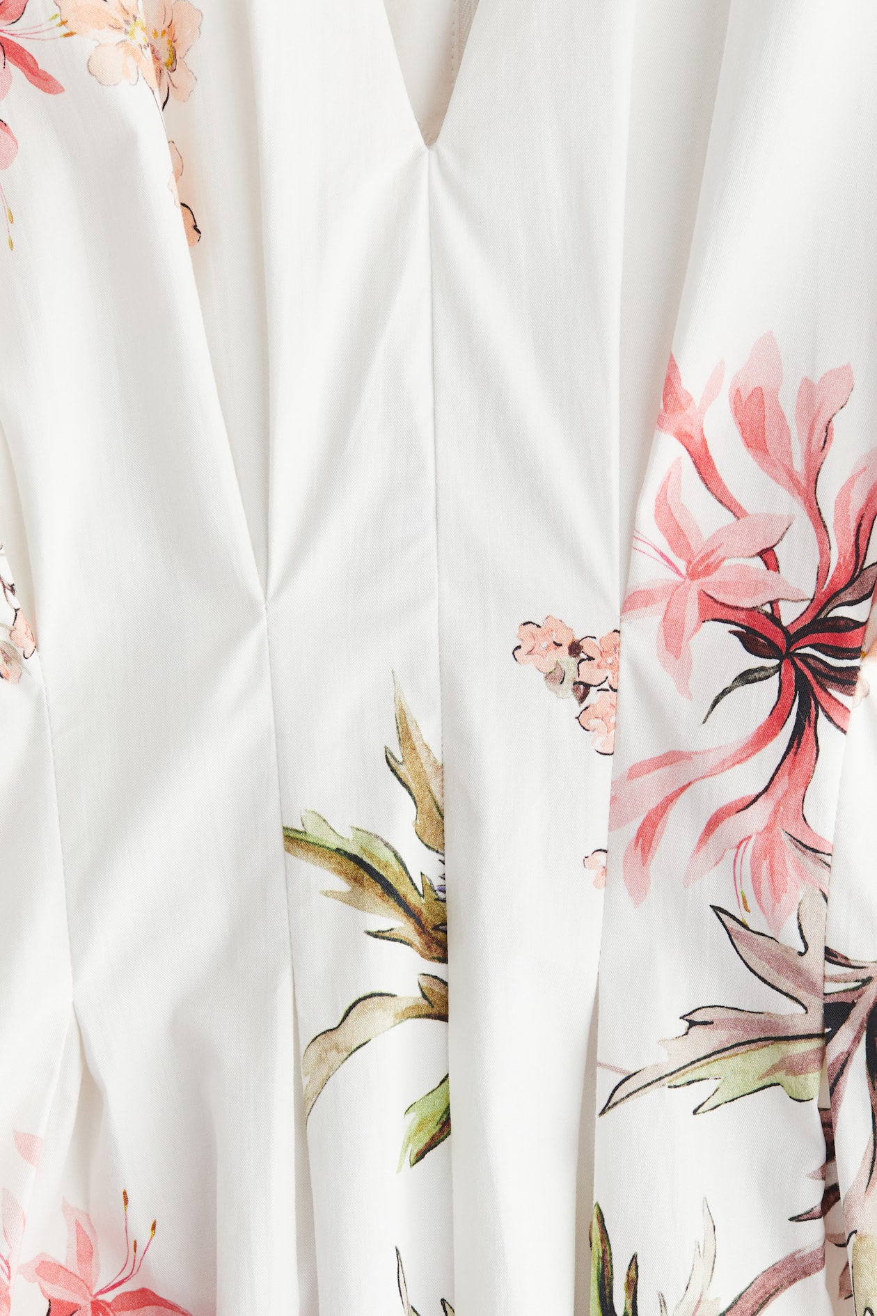 Getailleerde katoenen jurk - Wit/bloemen - DAMES | H&M NL