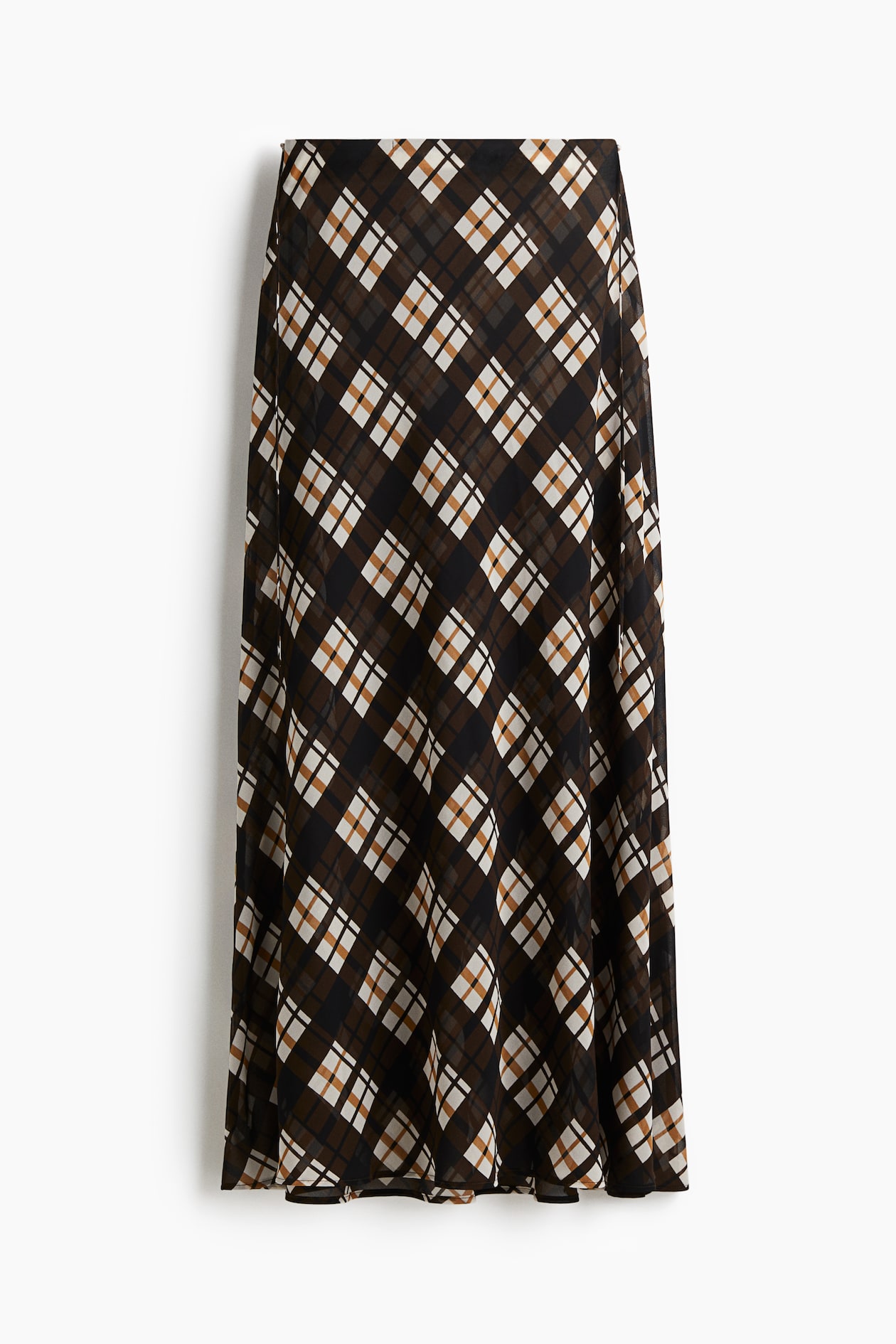 Maxirock aus Chiffon - Dunkelbraun/Kariert - Ladies | H&M DE