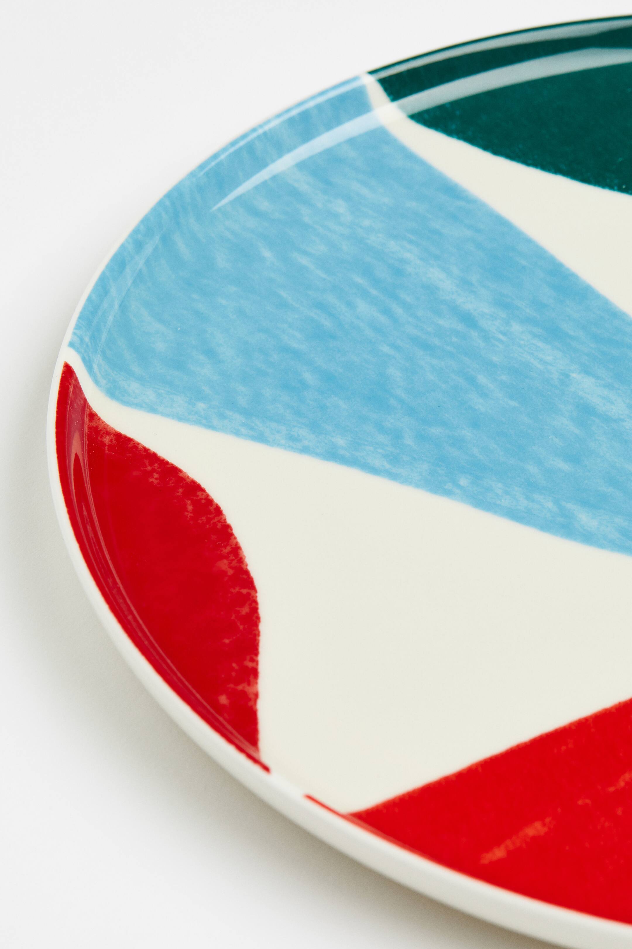 Printtiposliinilautanen - Luonnonvalkoinen/Punainen - Home All | H&M FI
