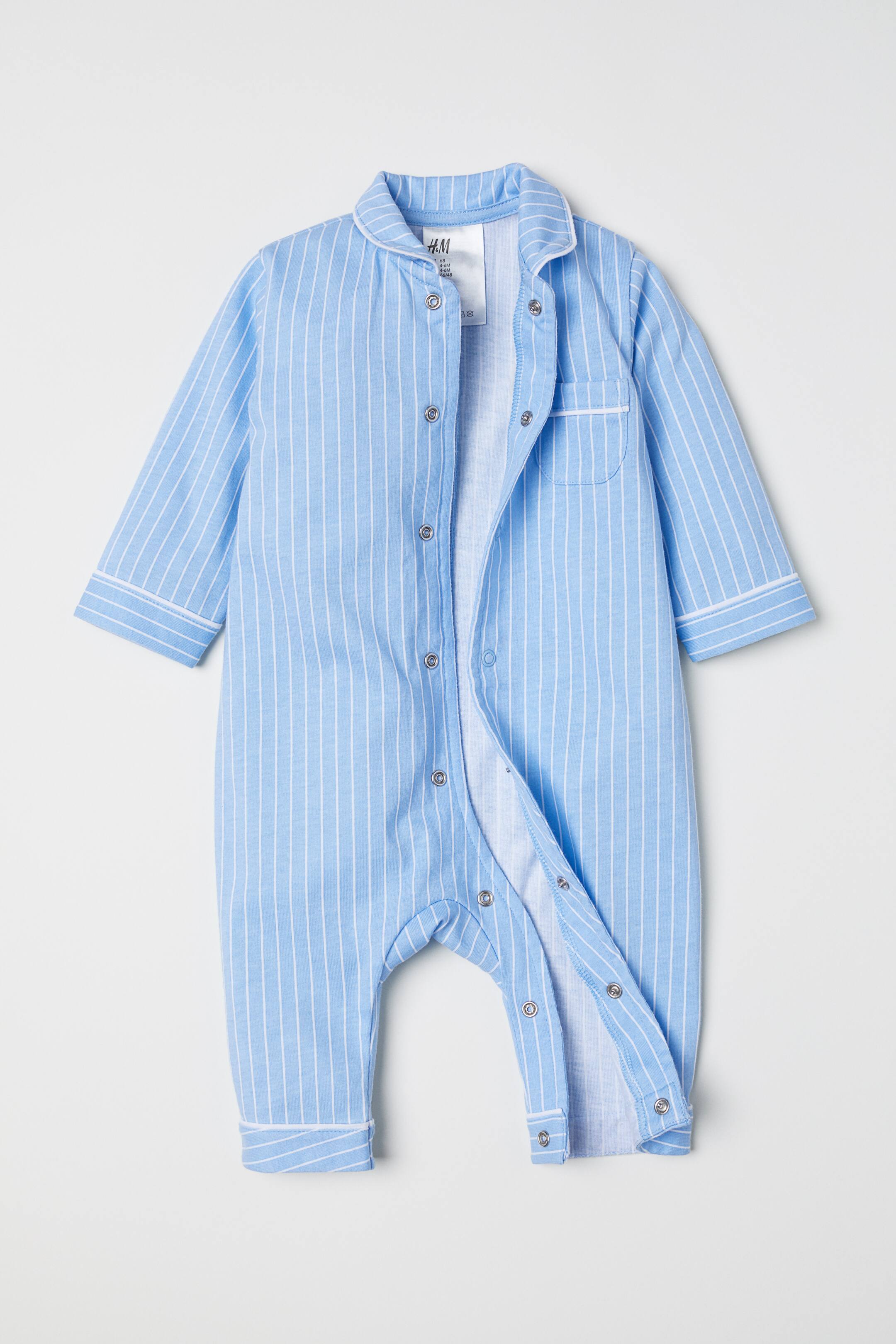 All-in-one pyjamas - Light blue/White striped - Kids | H&M GB