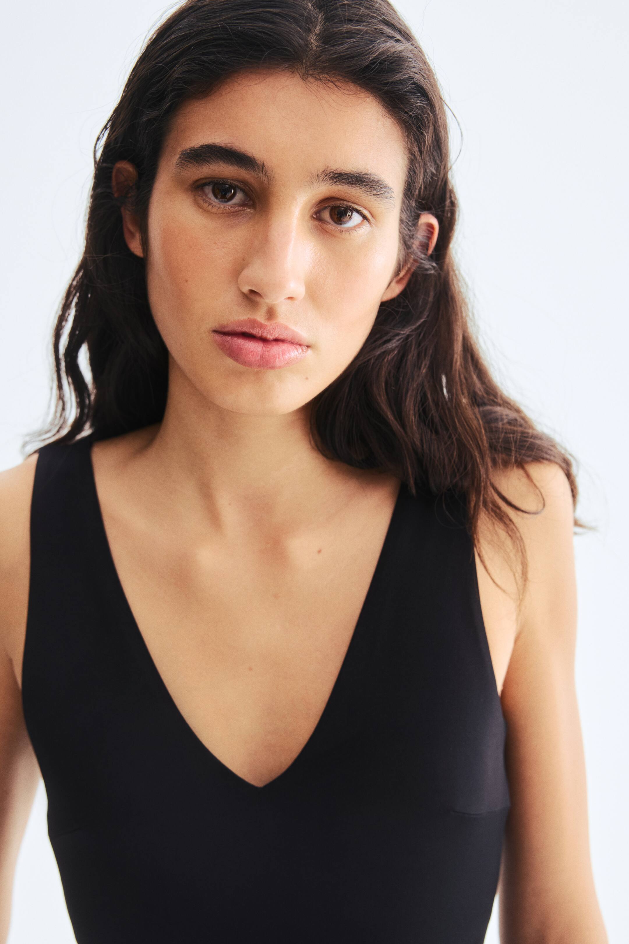 Women's Black V-neck jersey body | H&M IN