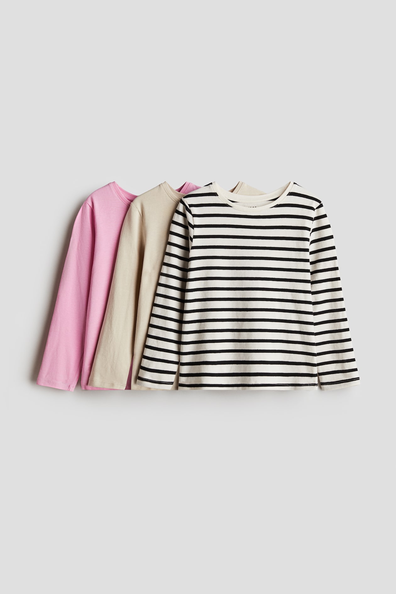 Lot de 3 hauts à manches longues - Rose/rayé - Kids | H&M CA