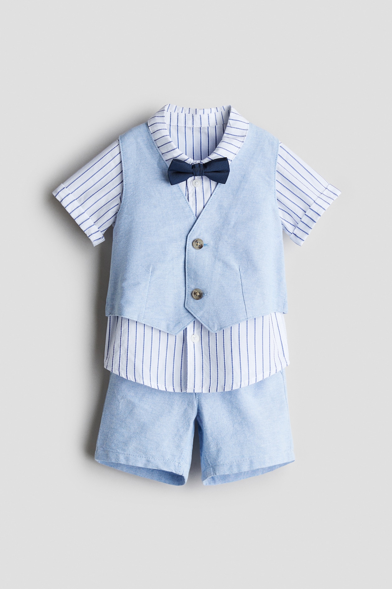 Ensemble habillé 4 pièces en lin mélangé - Bleu clair - ENFANT | H&M FR