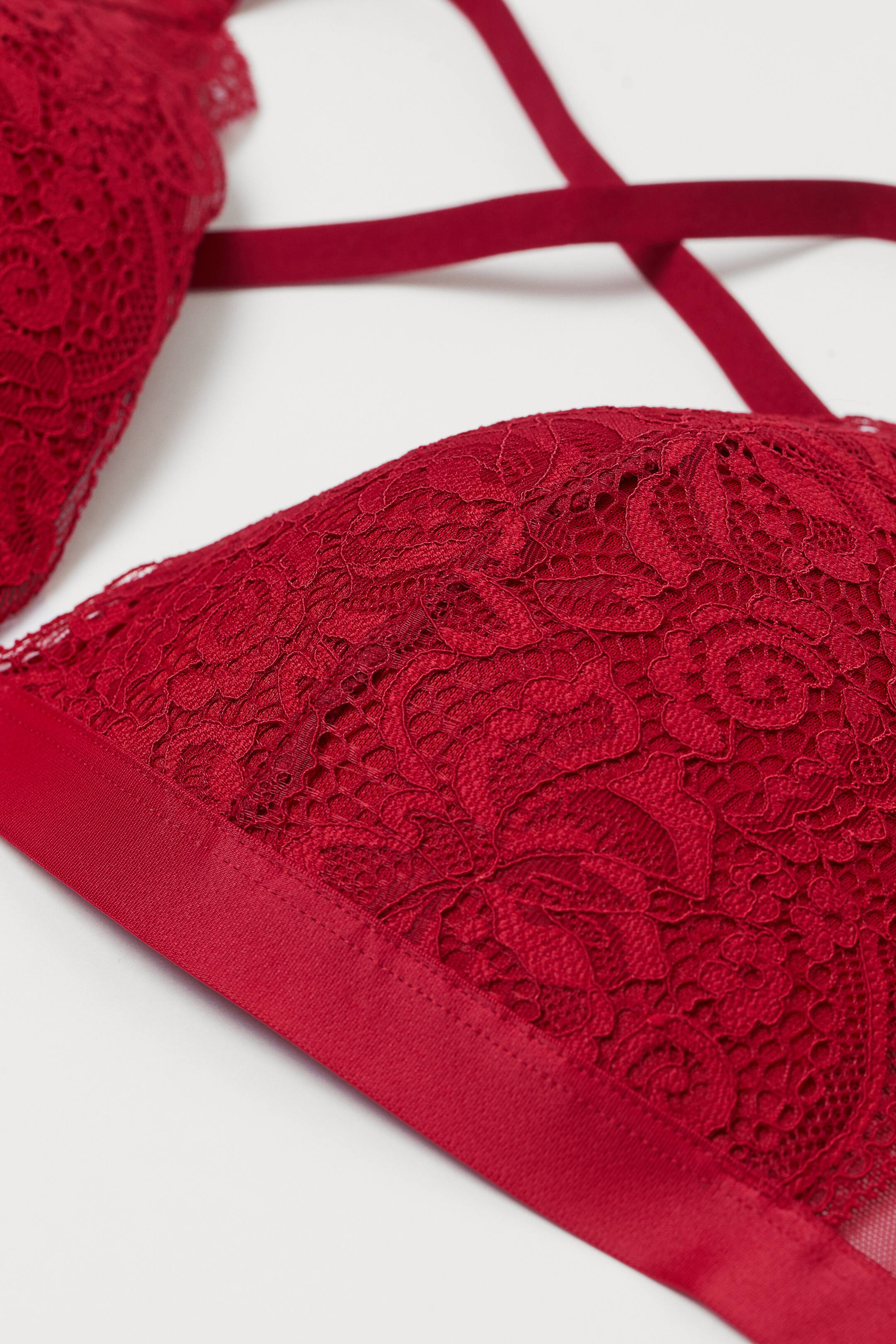 Bügelloser Spitzen-Push-up-BH - Rot - Ladies | H&M DE