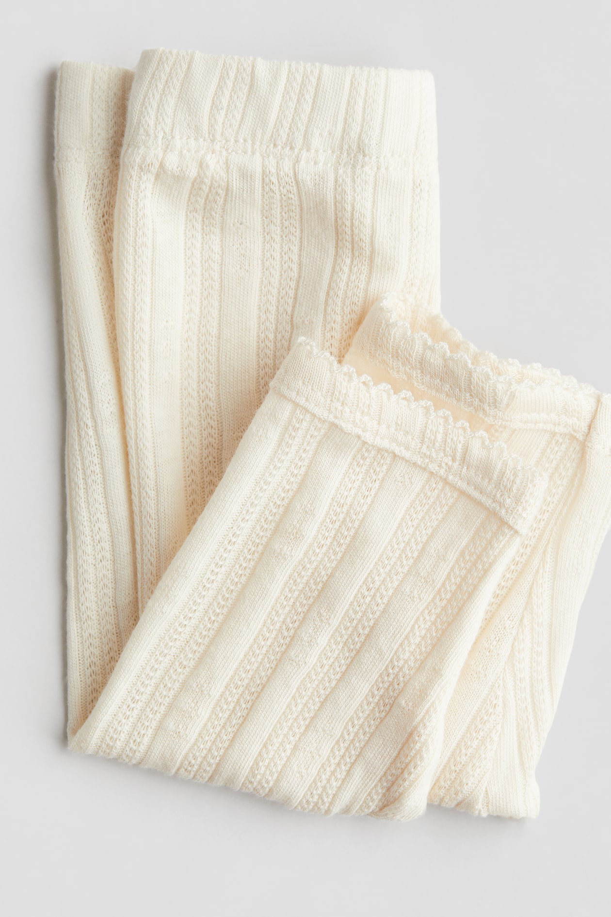 Cream Pointelle Cotton Jersey Leggings for kids | H&M US