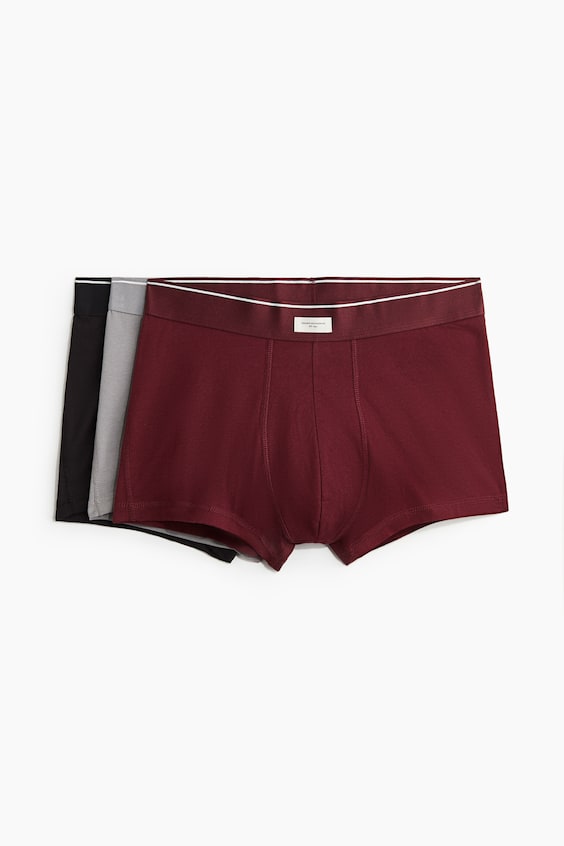 3-pack Short Boxer Briefs with Lycra® - Gray/burgundy/black - Men | H&M US
