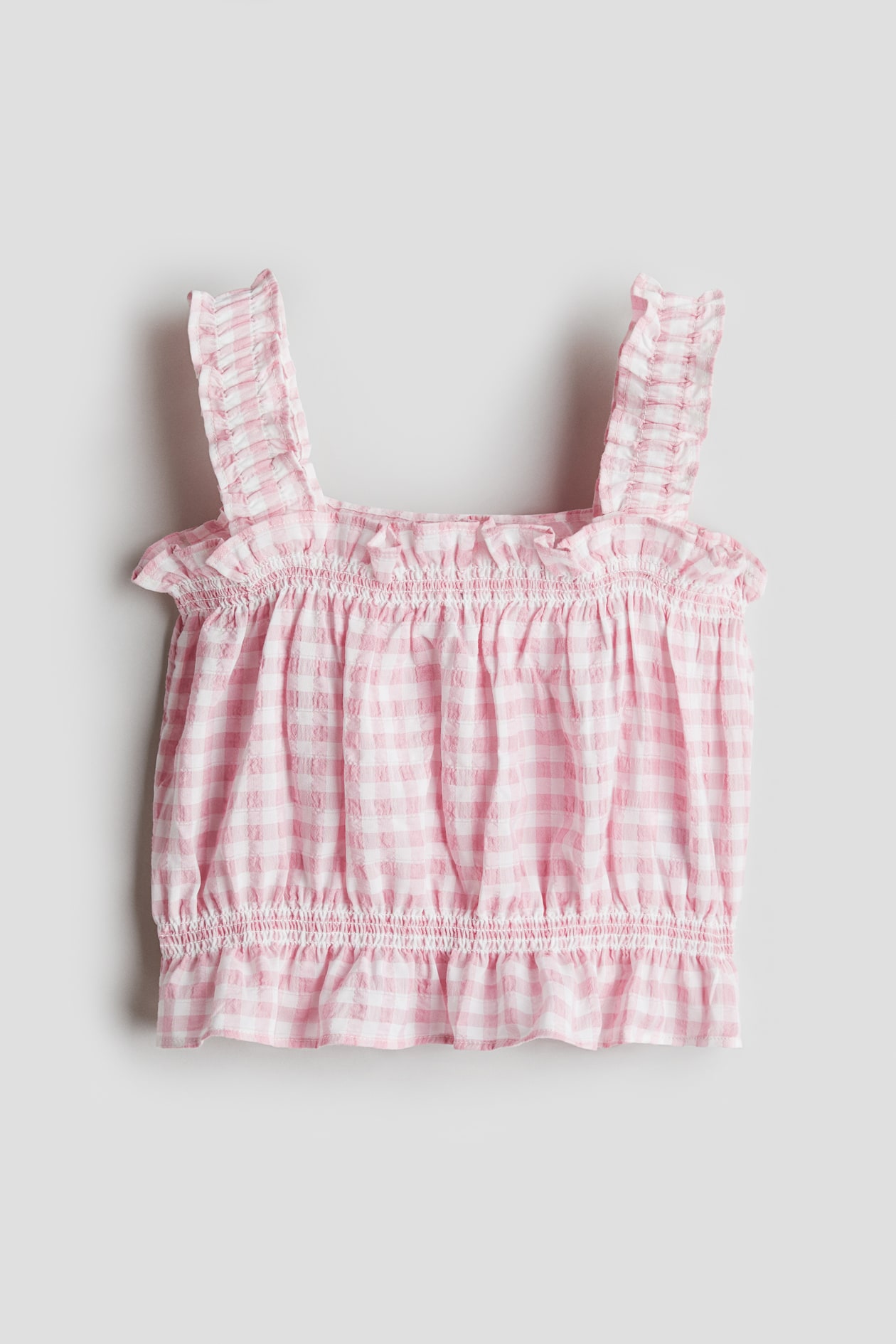 Seersucker top - Light pink/Checked - Kids | H&M SG