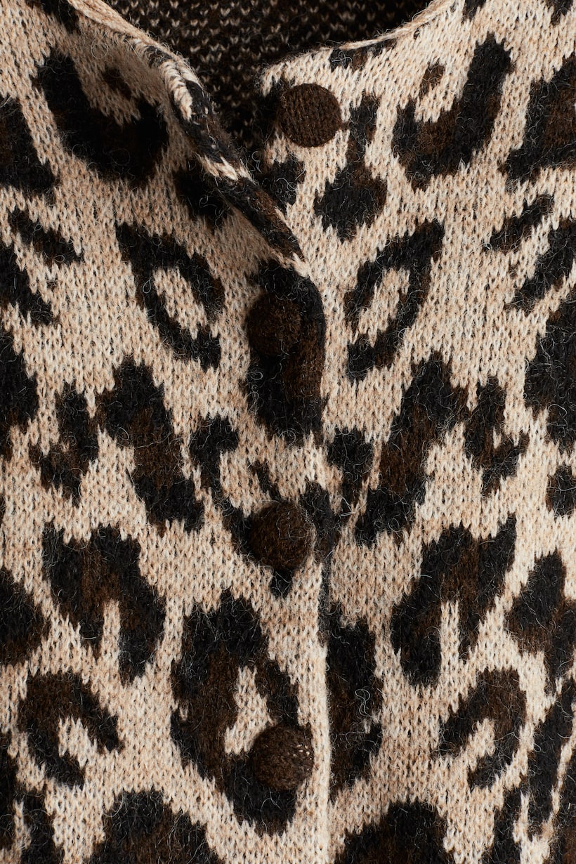 Women's Beige/leopard print Jacquard-Knit Cardigan | H&M US