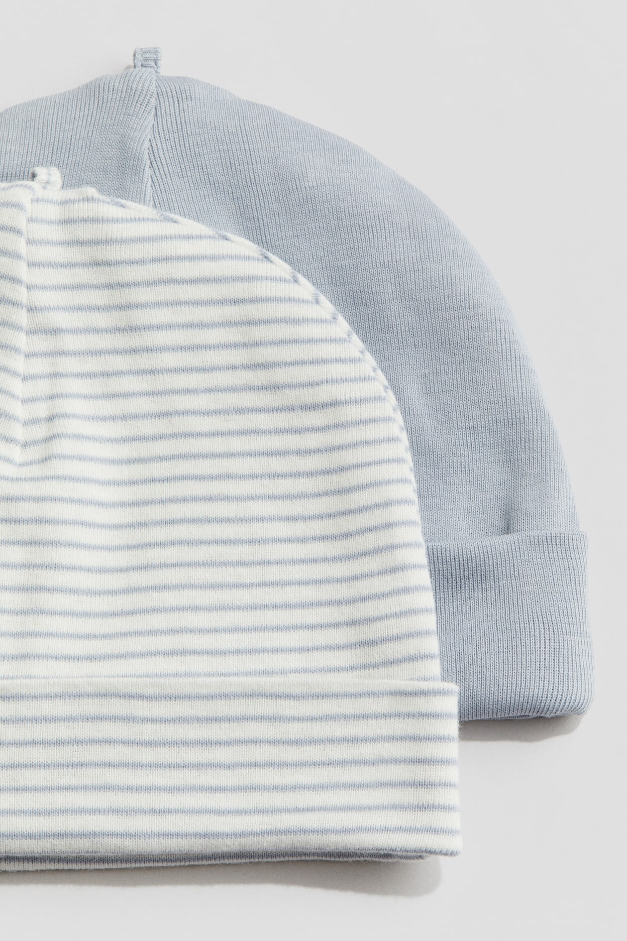 Light dusty blue/striped 2-pack Cotton Beanies for kids | H&M US