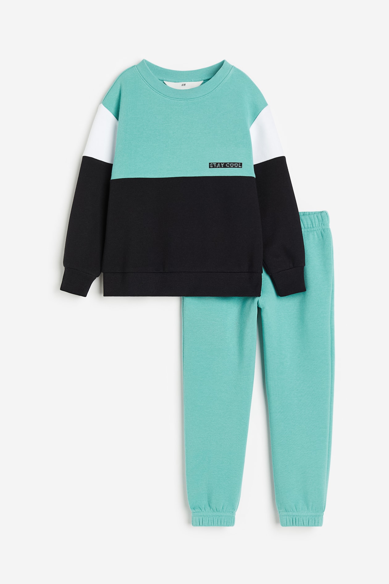 2 Parçalı Sweatshirt ve Jogger Pantolon Set - Turkuaz/Blok renkli ...