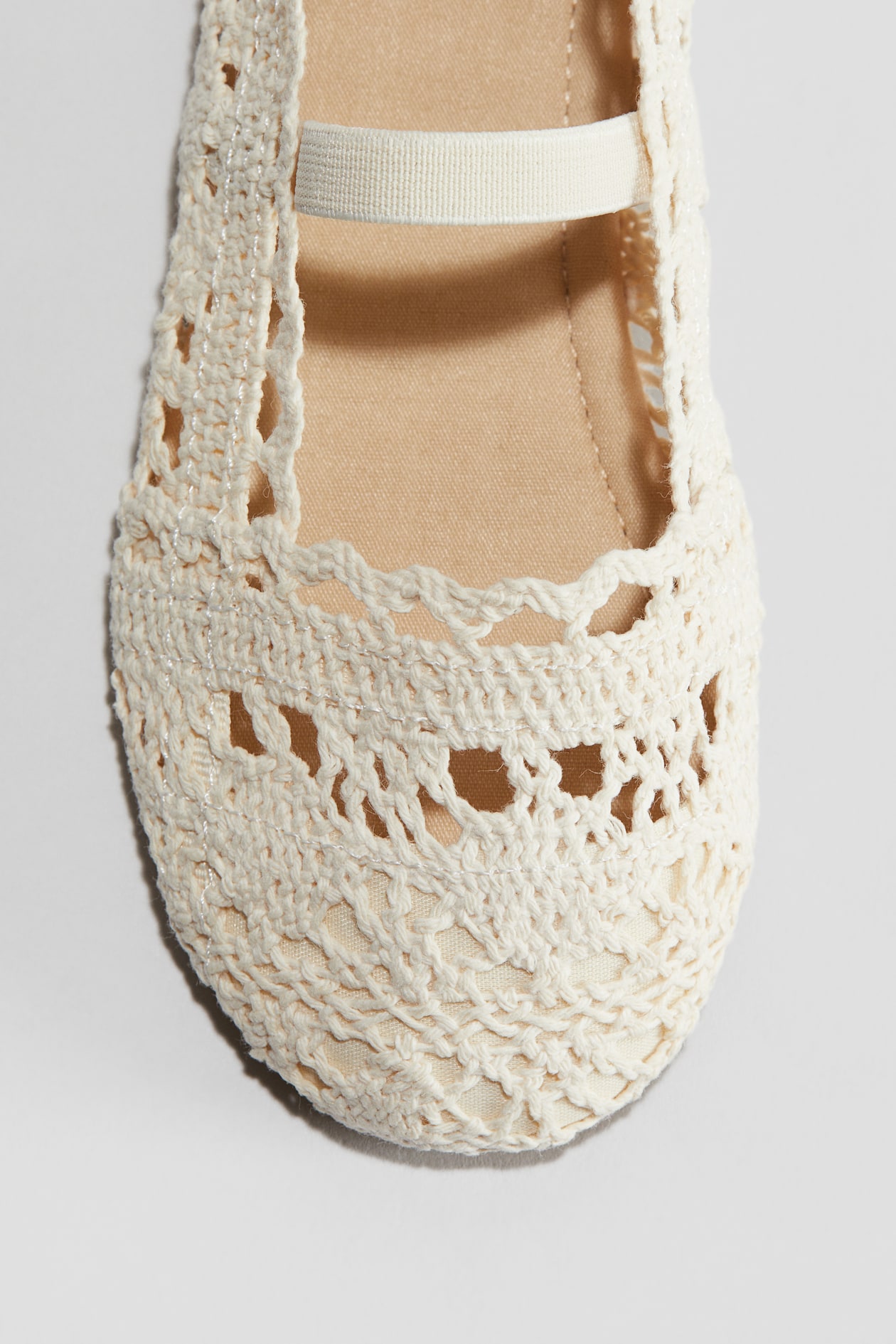 Ballerinaskor med virkad look - Crèmevit - BARN | H&M SE