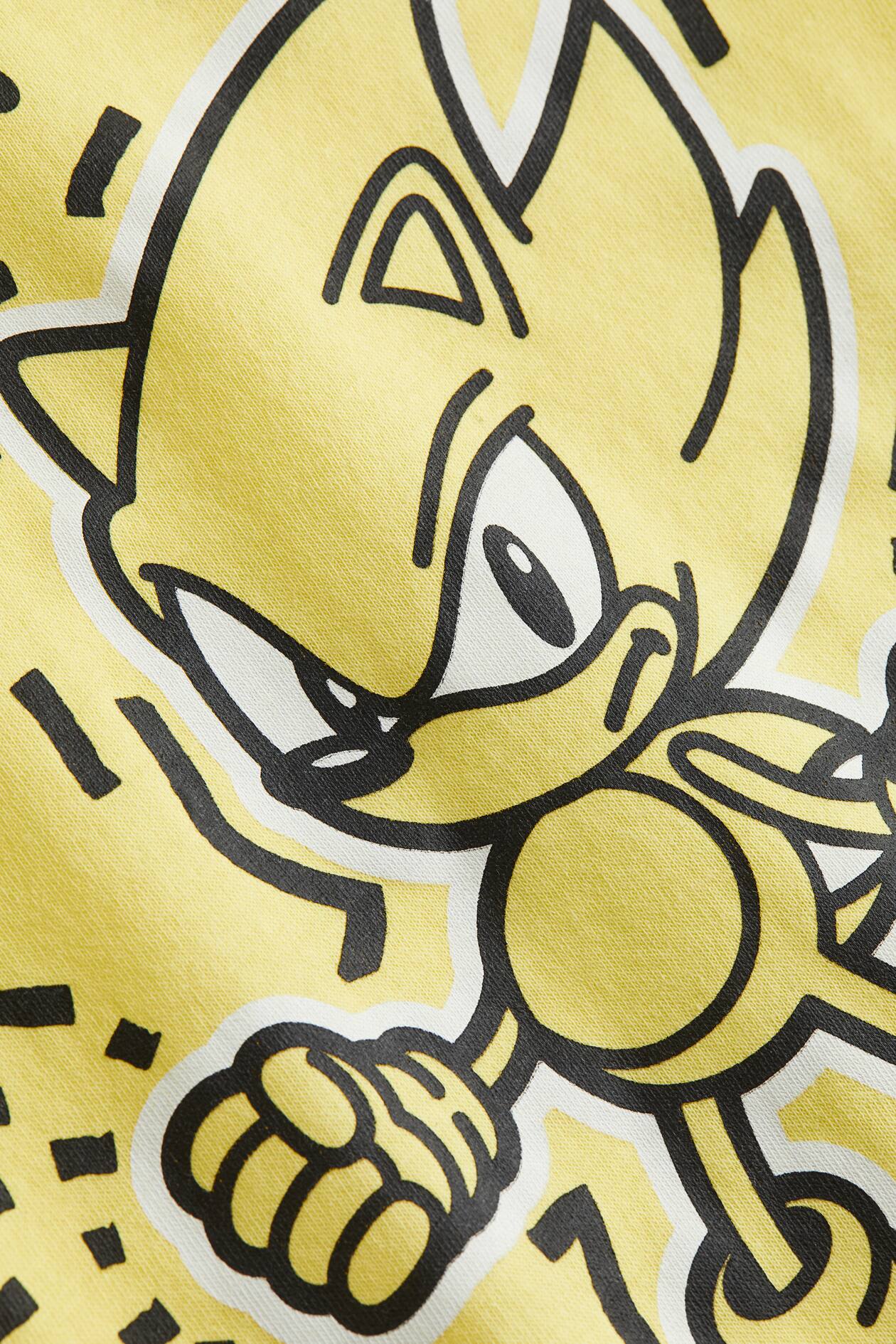 Printed Cotton T-shirt - Yellow/Sonic the Hedgehog - Kids | H&M US