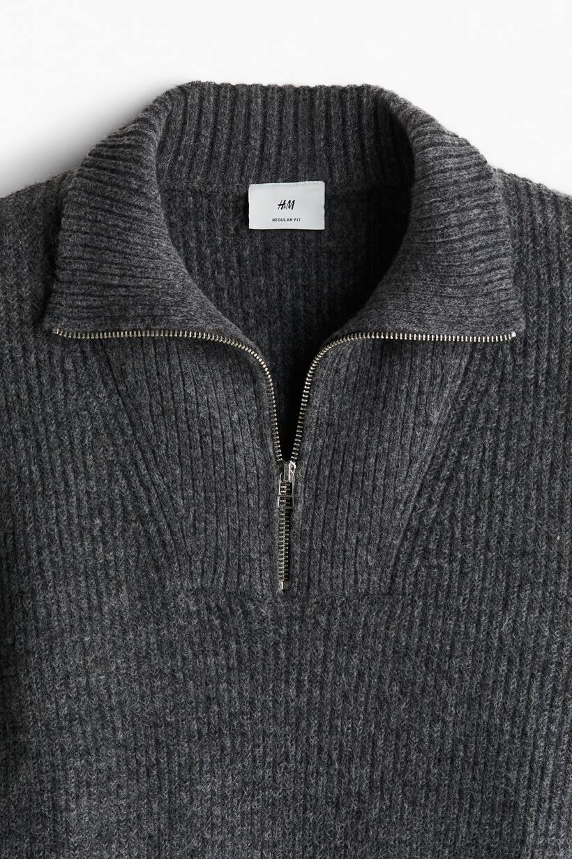 Regular Fit Half-Zip Sweater - Dark gray melange - Men | H&M US