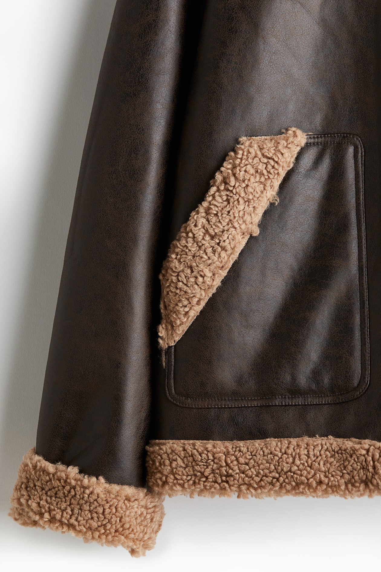 Regular Fit Teddy-Trimmed Jacket - Brown/beige - Men | H&M US