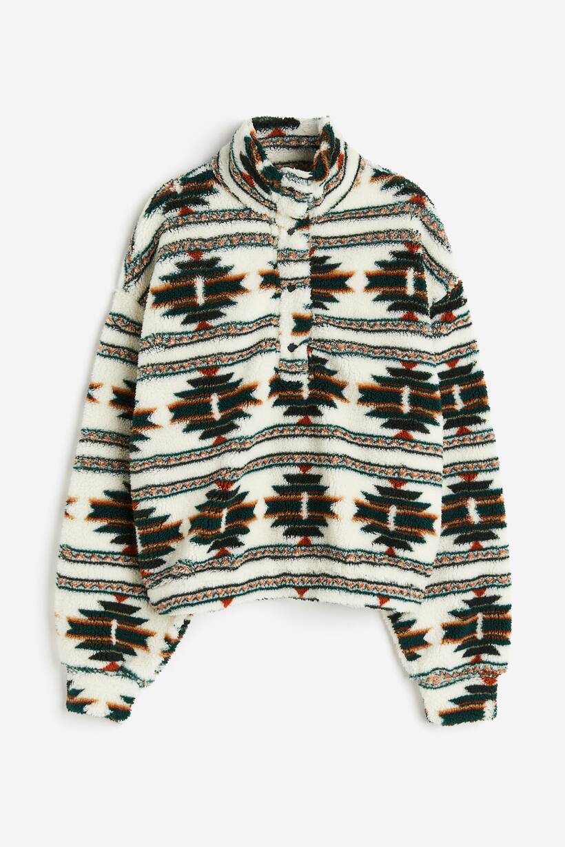 Teddy top - Dark green/Patterned - Ladies | H&M IE