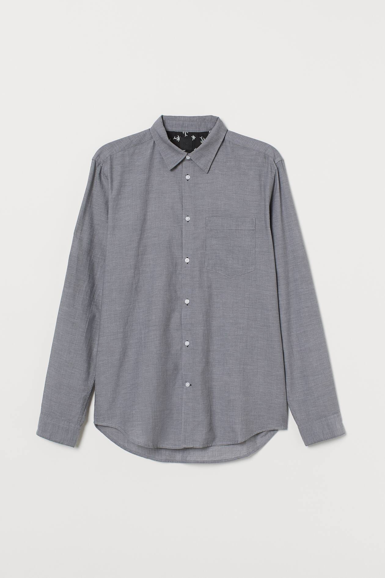 Overhemd - Regular Fit - Grijs/chambray - HEREN | H&M NL