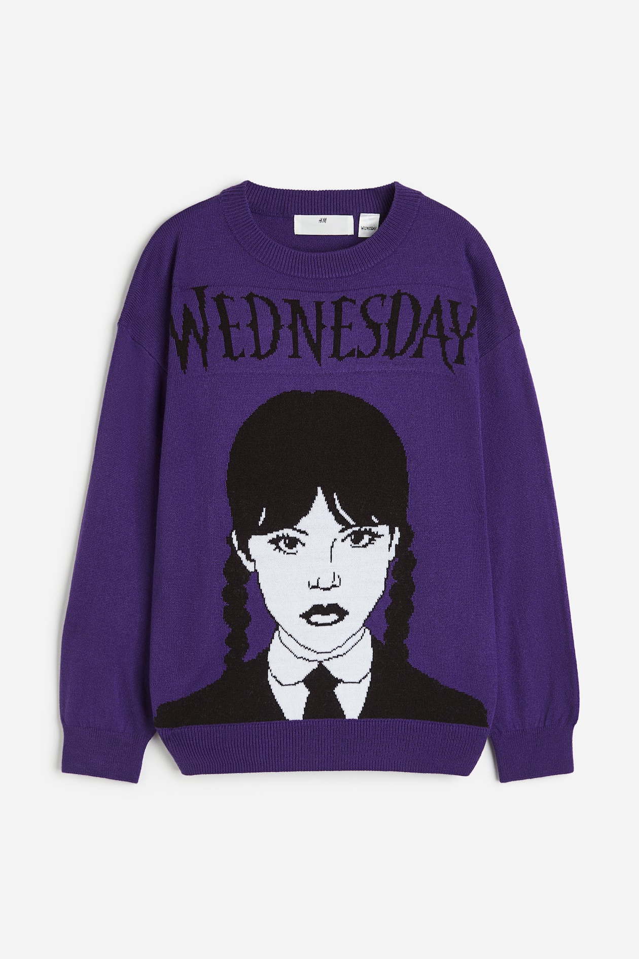 Dark purple/Wednesday Jacquard-knit Sweater | H&M CA