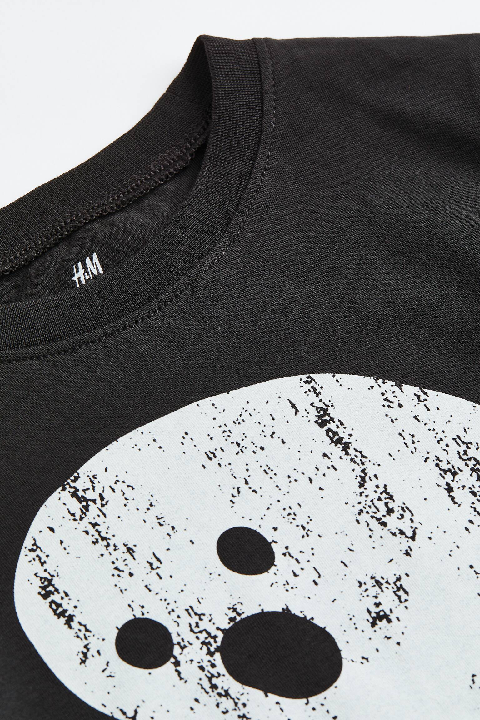 Printed jersey top - Dark grey/Ghost - Cotton - Kids | H&M IE