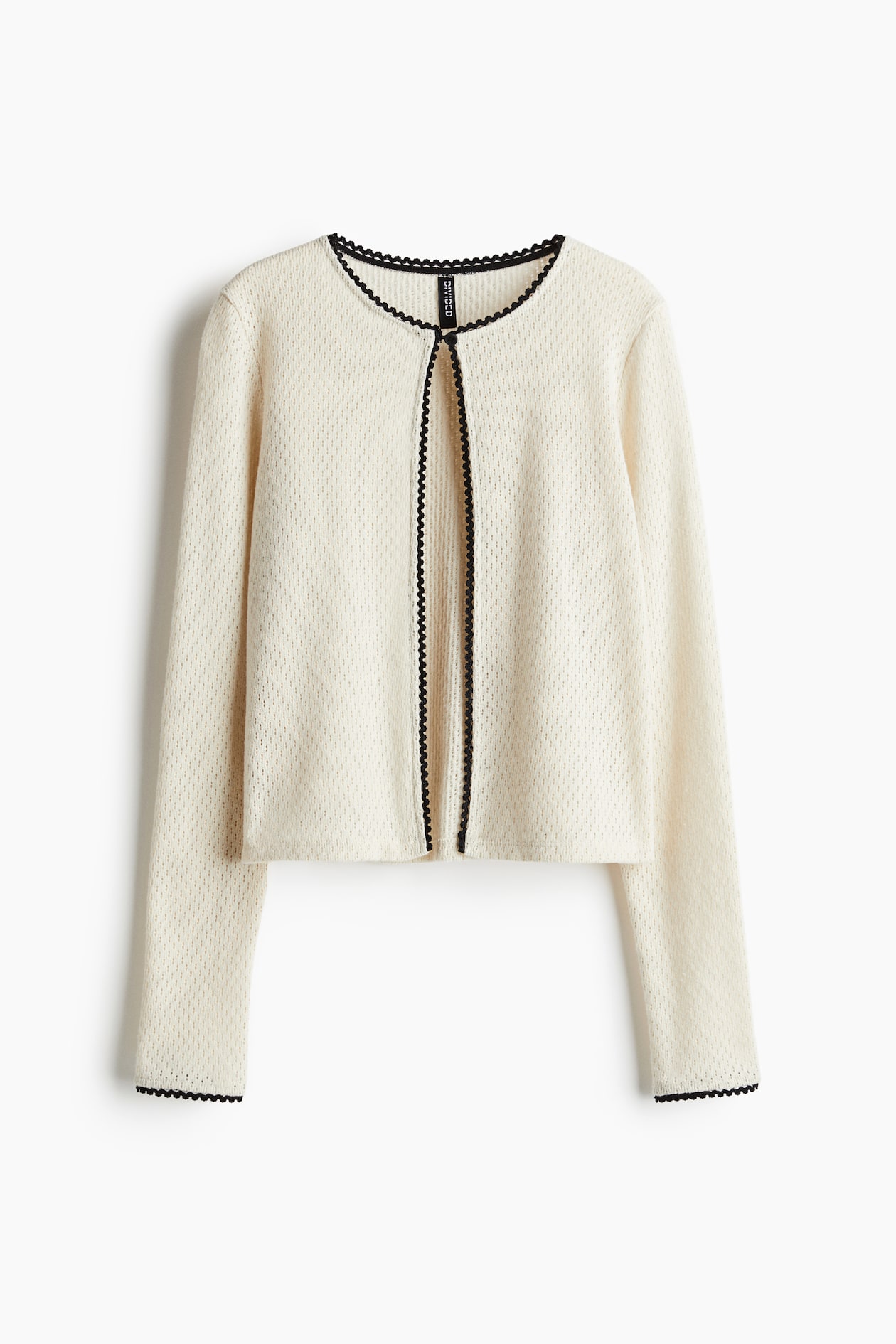Picot-Trimmed Pointelle-Knit Cardigan - Cream - Ladies | H&M US