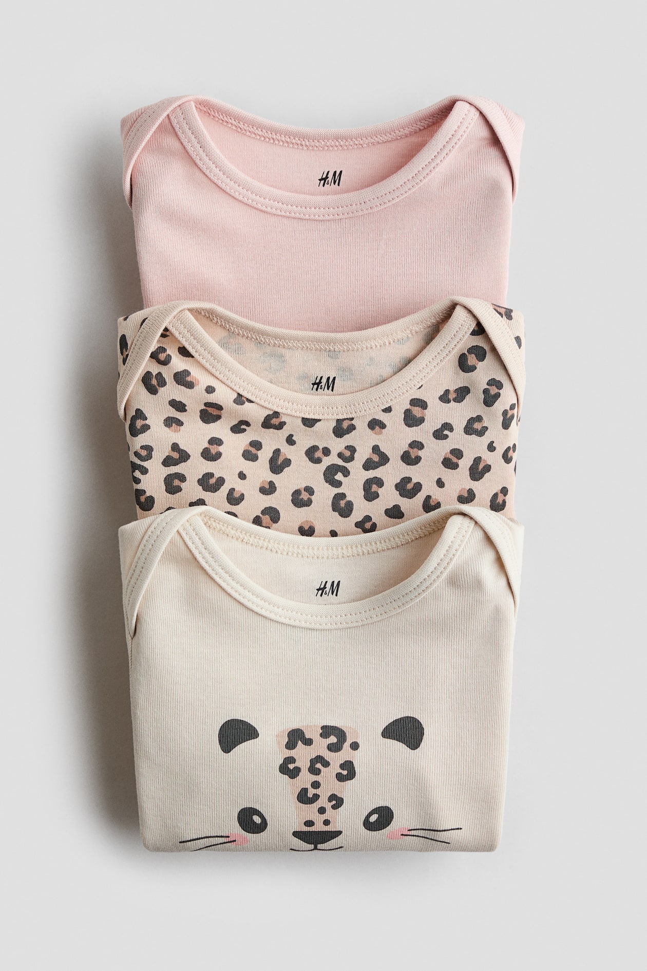 3-pack Printed Jersey Bodysuits - Light beige/leopard - Kids | H&M US