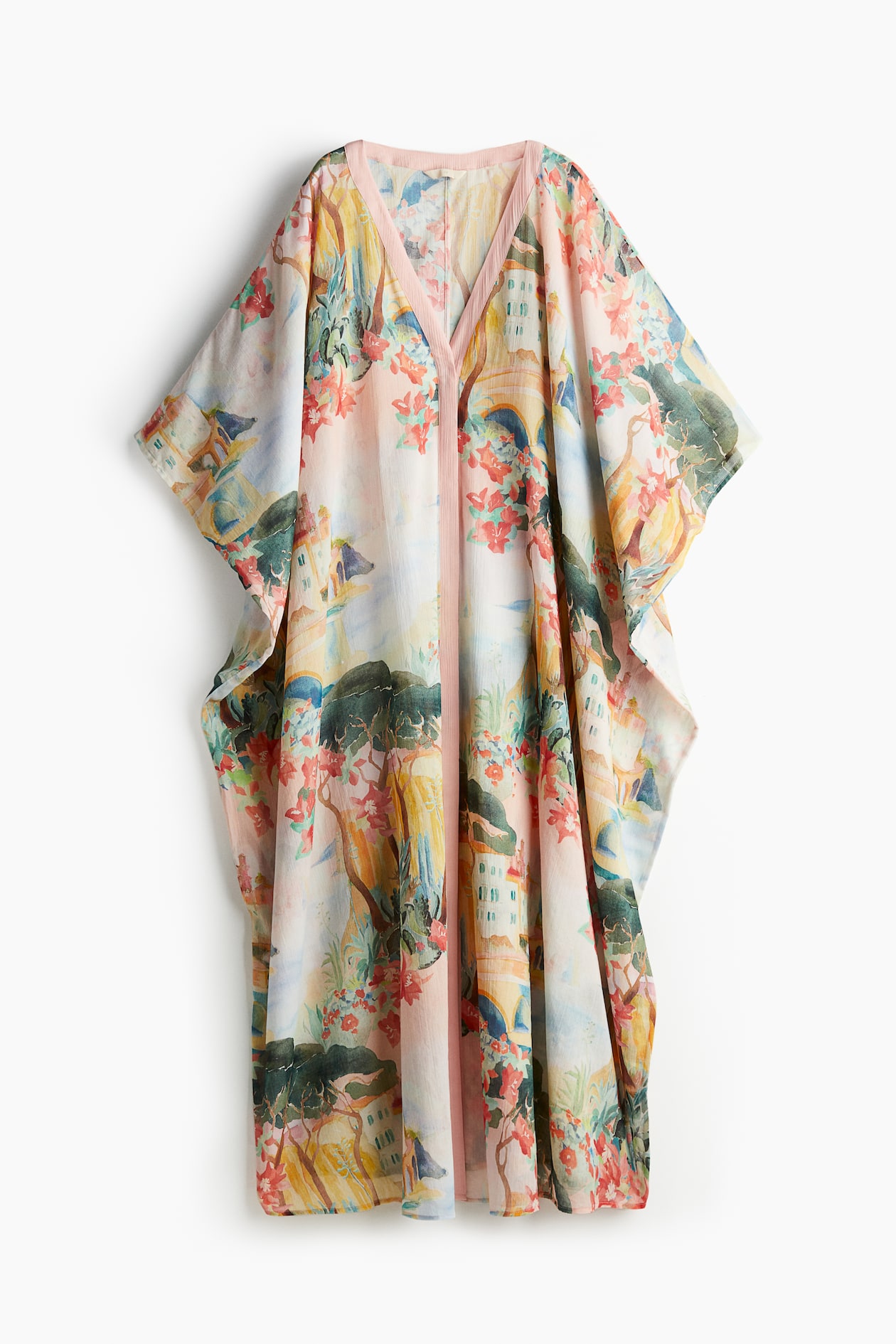 Vestido caftán con escote en V - Rosa claro/Estampado - MUJER | H&M ES