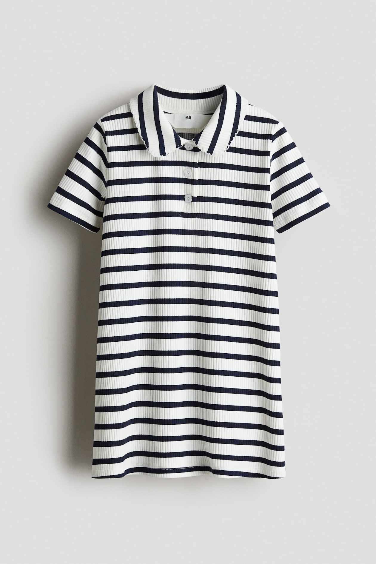 White/Blue striped Ribbed jersey dress for kids | H&M GB