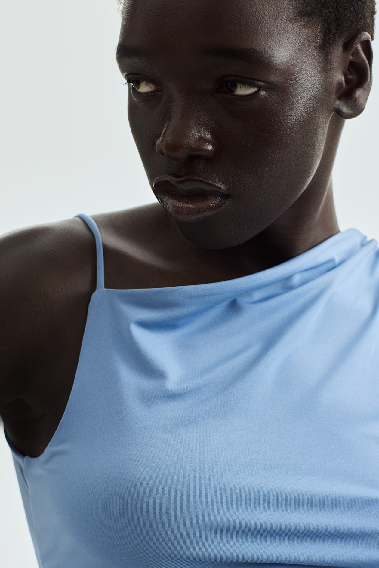 Gathered asymmetric vest top - Blue - Ladies | H&M IN