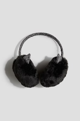 Black/glittery Fluffy Earmuffs for kids | H&M US