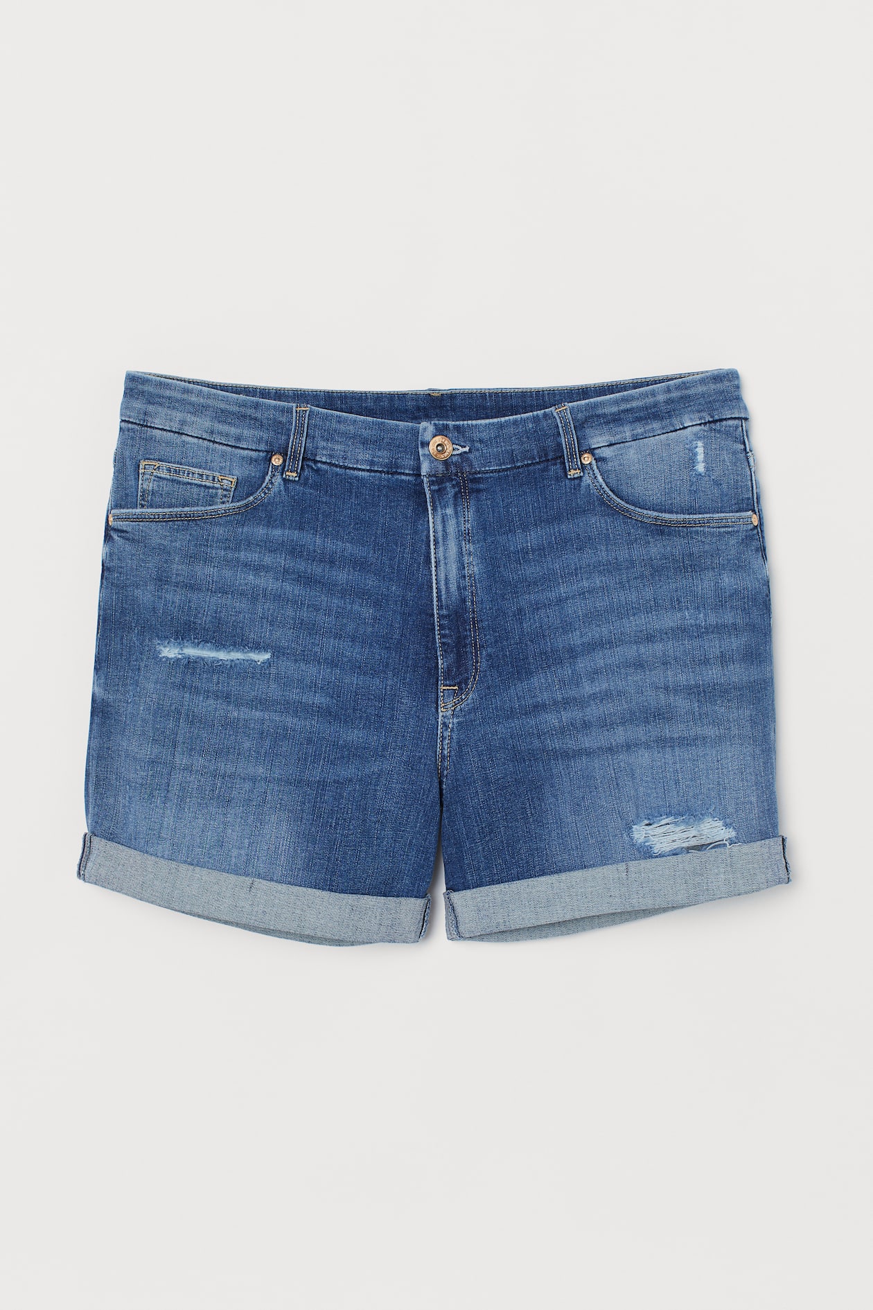 H&M+ Embrace Denim shorts - Høy midje - Kort - Denimblå - DAME | H&M NO