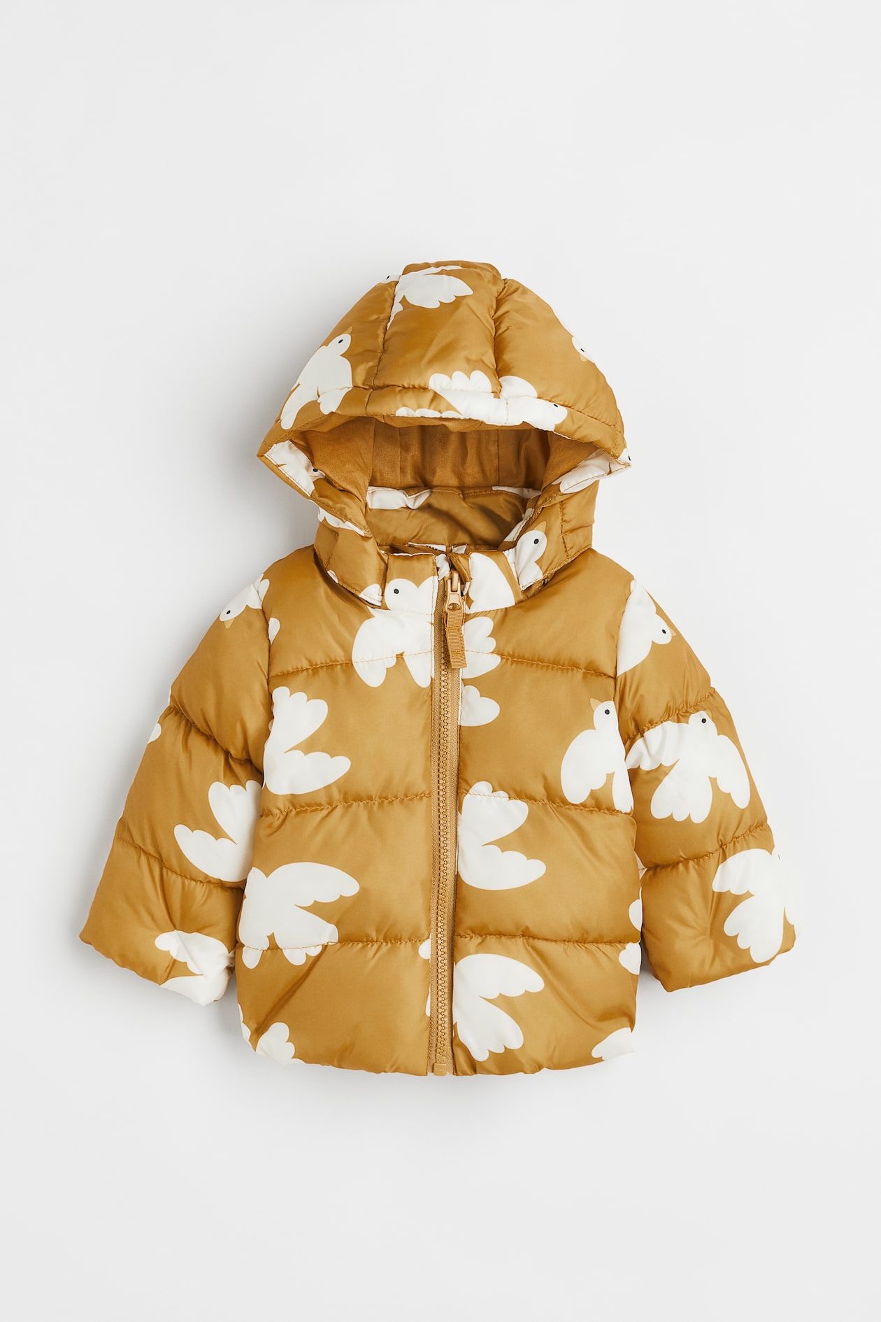 Puf jakna sa kapuljačom - Tamnožuta/ptice - Kids | H&M RS