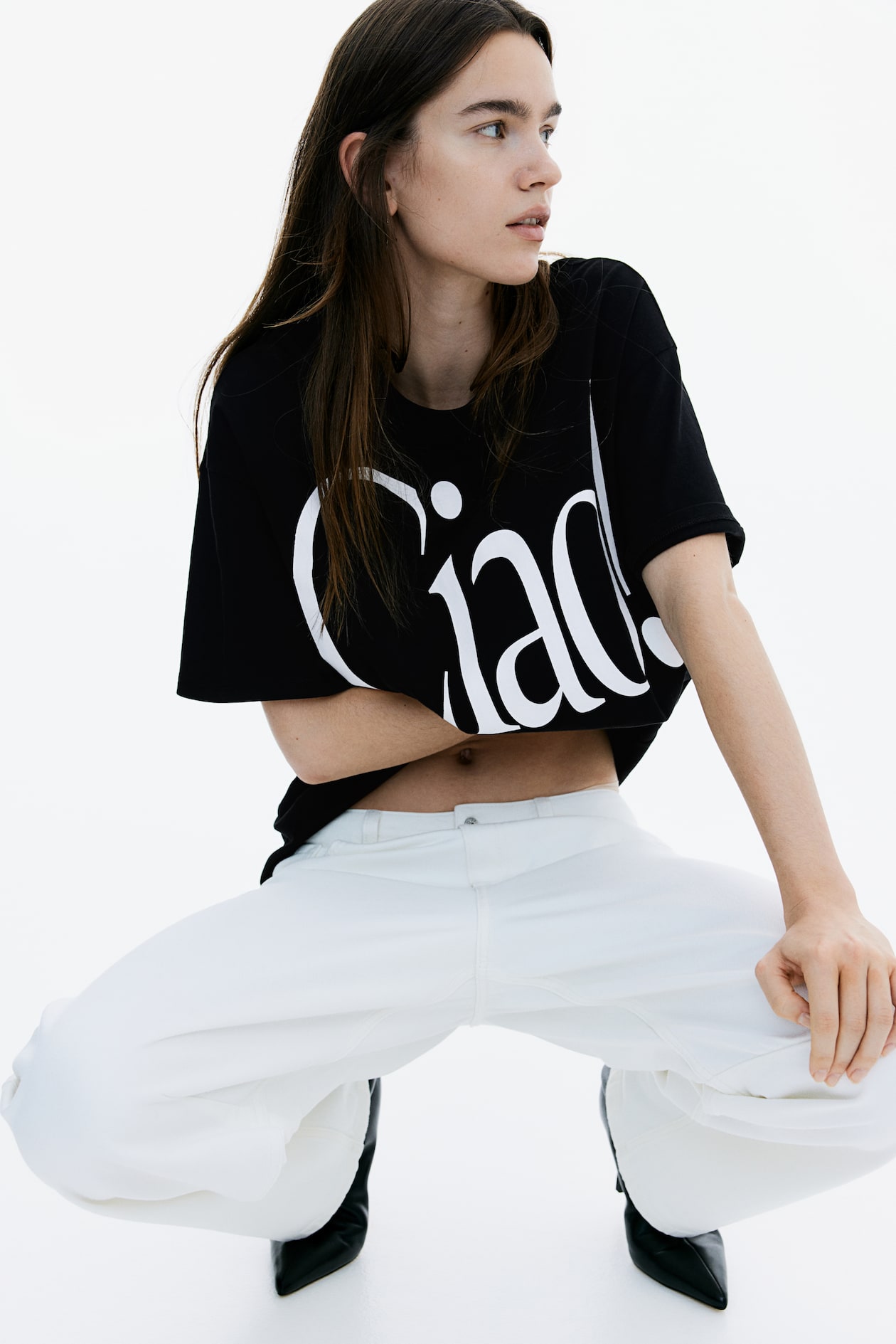 디자인 오버사이즈 티셔츠 - 블랙/Ciao! - 여성 | H&M KR