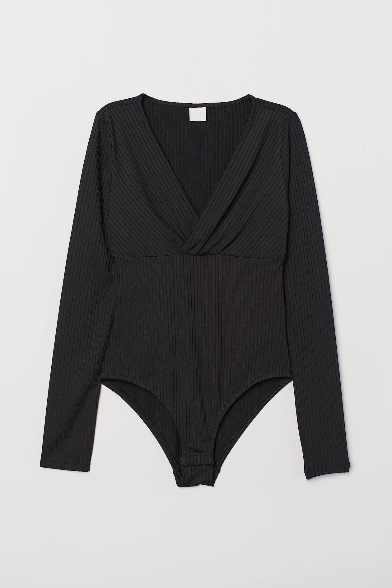 V-neck body - V-neck - Long sleeve - Black - Ladies | H&M GB