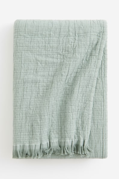 Light green Fringe-Trimmed Bedspread at H&M Home | H&M US