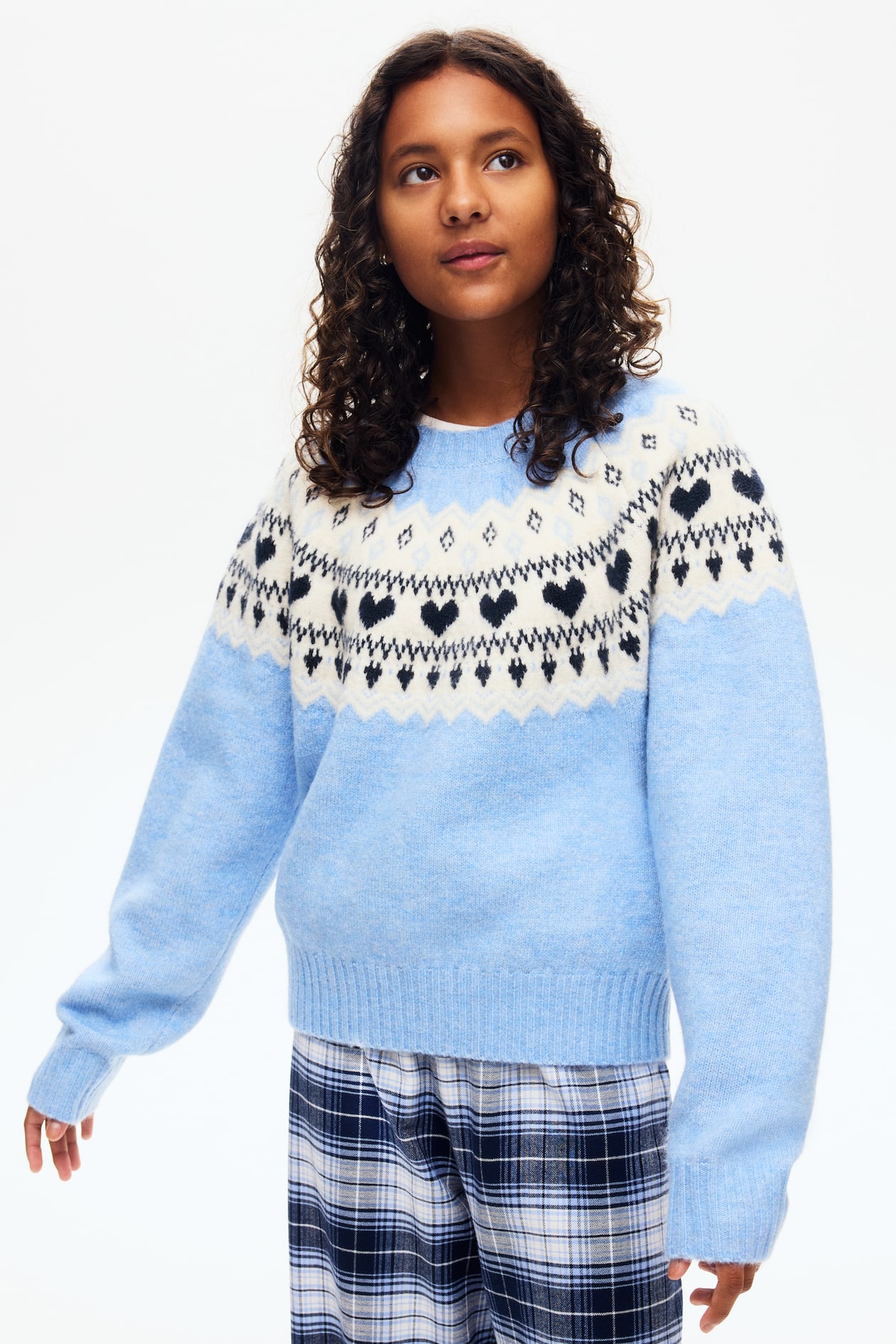 Pullover in maglia jacquard - Azzurro/beige chiaro - BAMBINO | H&M IT