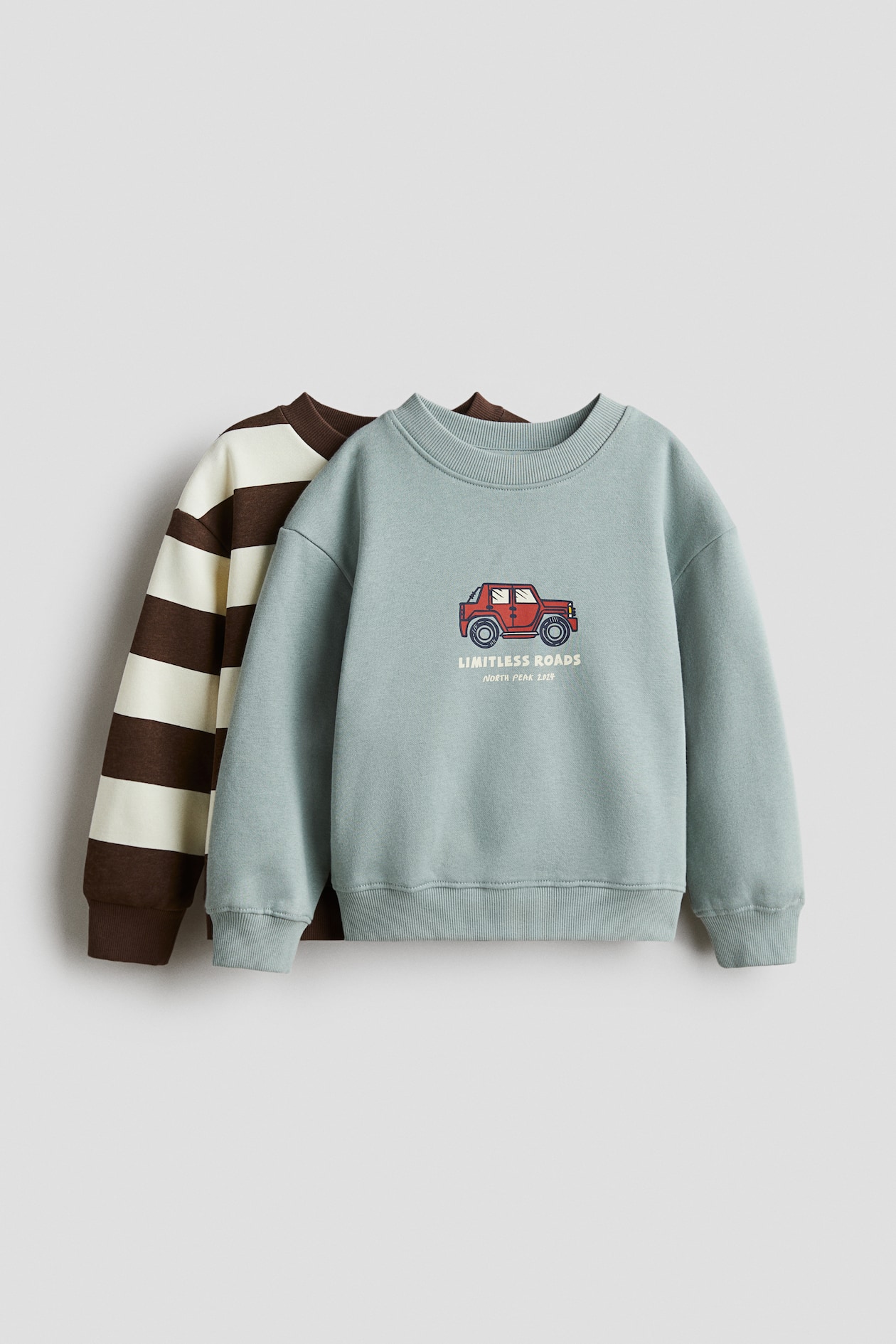 Pack de 2 sudaderas estampadas en algodón - Turquesa empolvado/Marrón ...