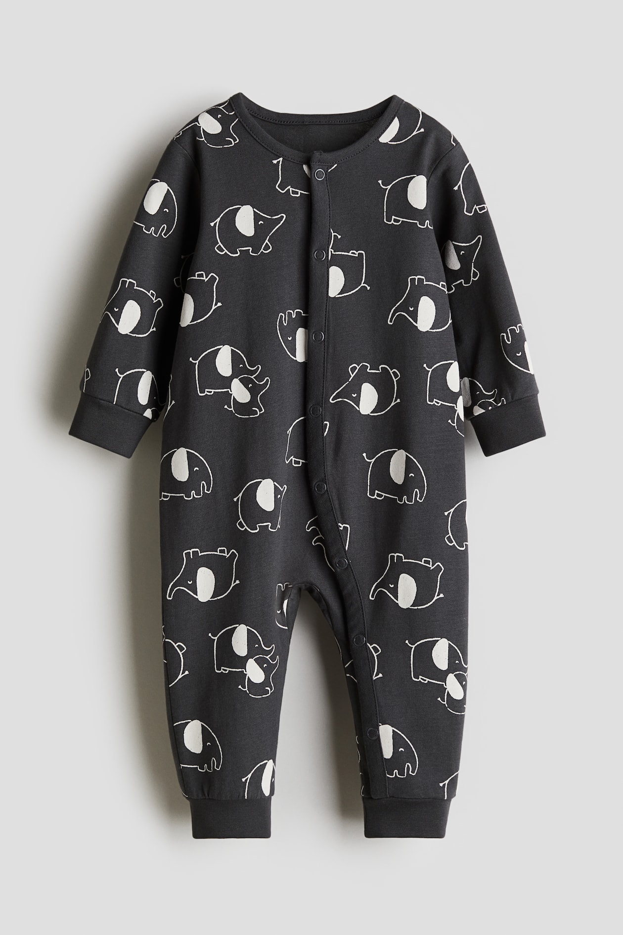 Patterned Pajama Jumpsuit - Dark gray/elephants - Kids | H&M US