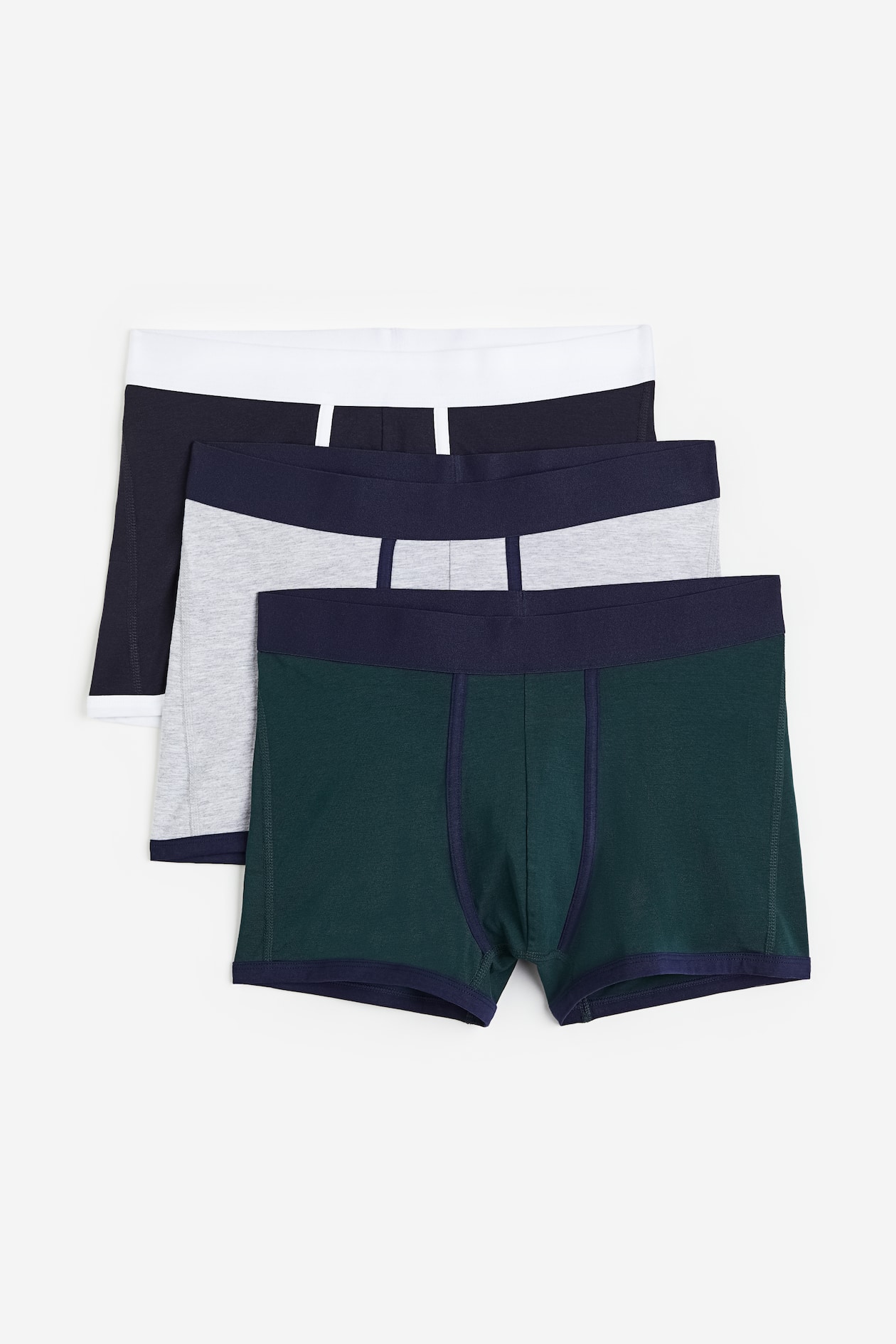 3-pack Short Boxer Briefs with Lycra® - Dark green/gray/navy blue - Men | H&M US
