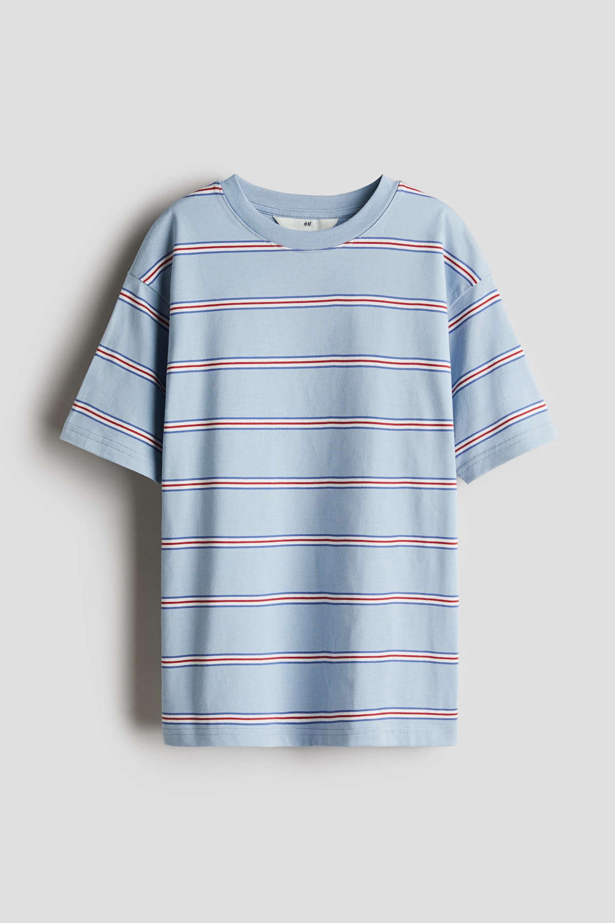Light dusty blue/striped Loose-Fit Cotton T-Shirt for kids | H&M US