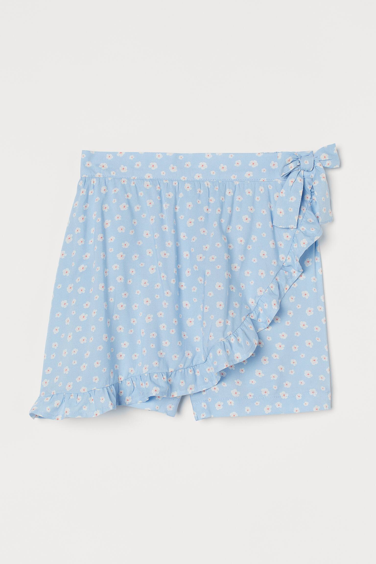 Patterned Skort - Light blue/floral - Kids | H&M US