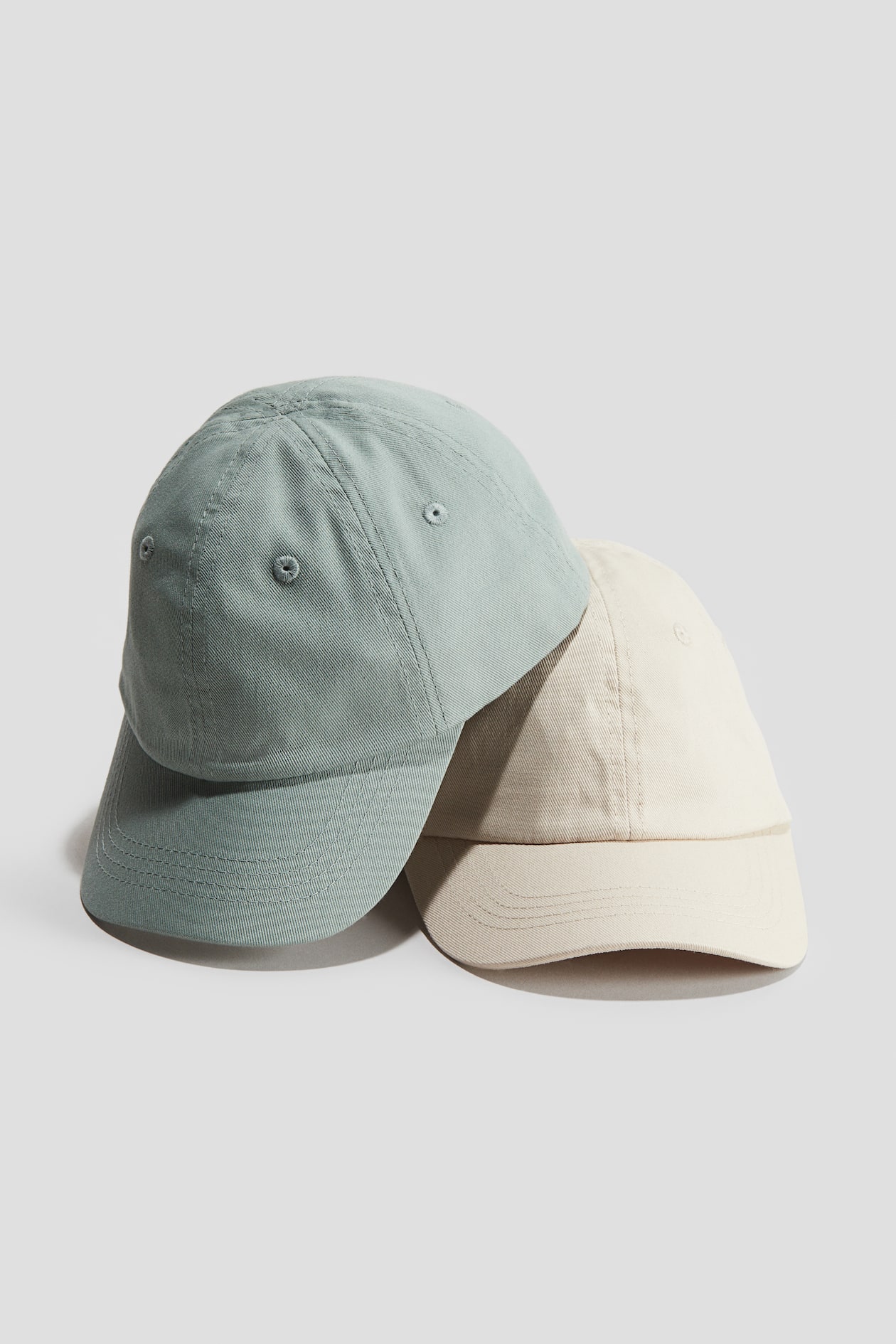 2-Pack Cotton Twill Caps - Dusty green/light beige - Kids | H&M US