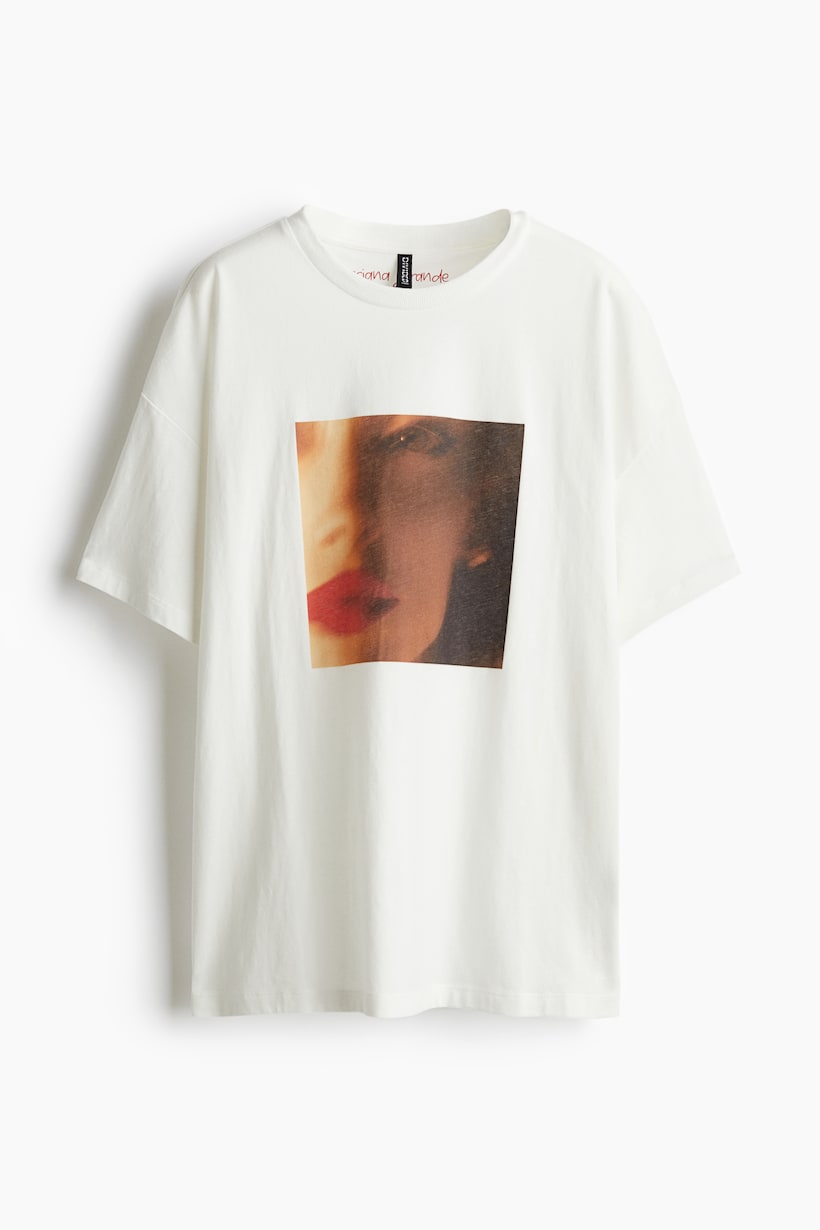 Oversized Printed T-Shirt - White/Ariana Grande - Ladies | H&M US