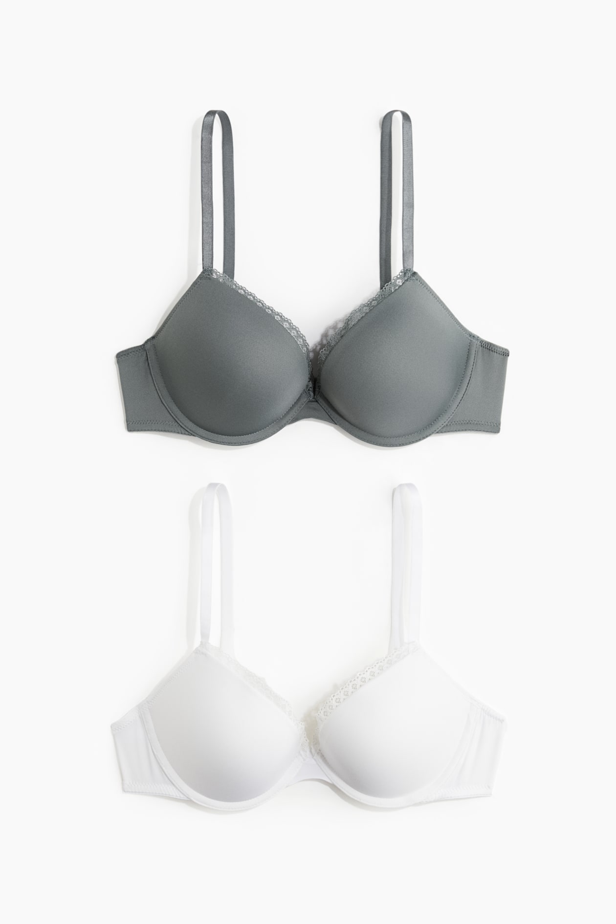 2-pack Microfiber Push-up Bras - Gray-green/white - Ladies | H&M US